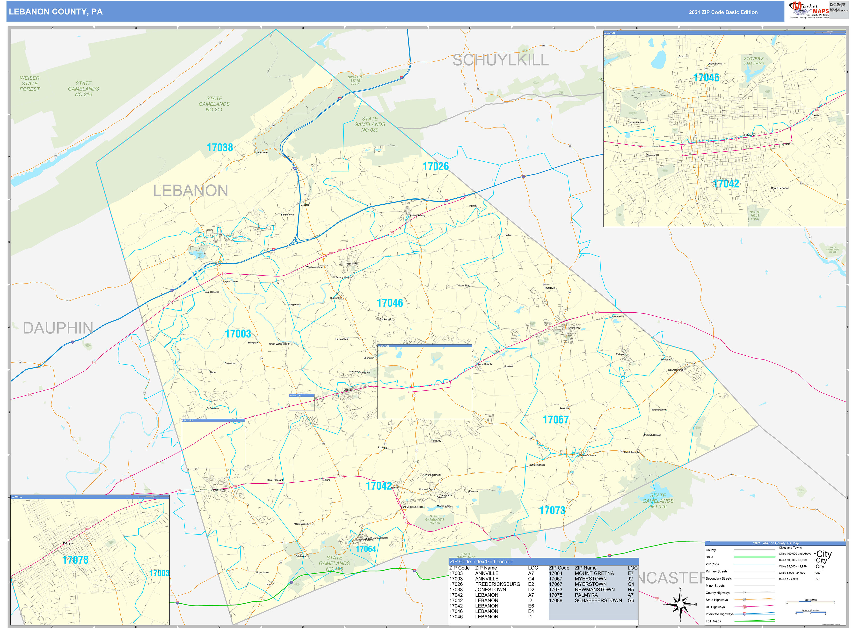 Lebanon County PA Zip Code Wall Map Basic Style By MarketMAPS MapSales lebanon-county-pa-zip-code-wall-map-basic-style-by-marketmaps-mapsales