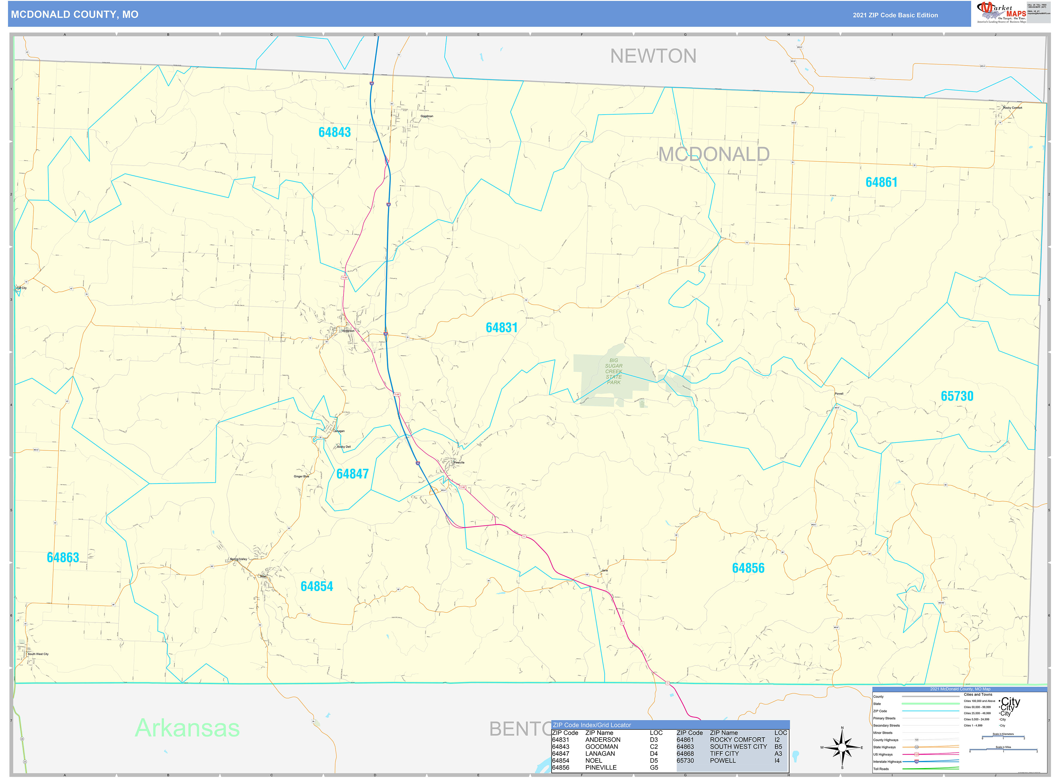 McDonald County, MO Zip Code Wall Map Basic Style by MarketMAPS - MapSales McDonald County, MO Zip Code Wall Map Basic Style by MarketMAPS - MapSales