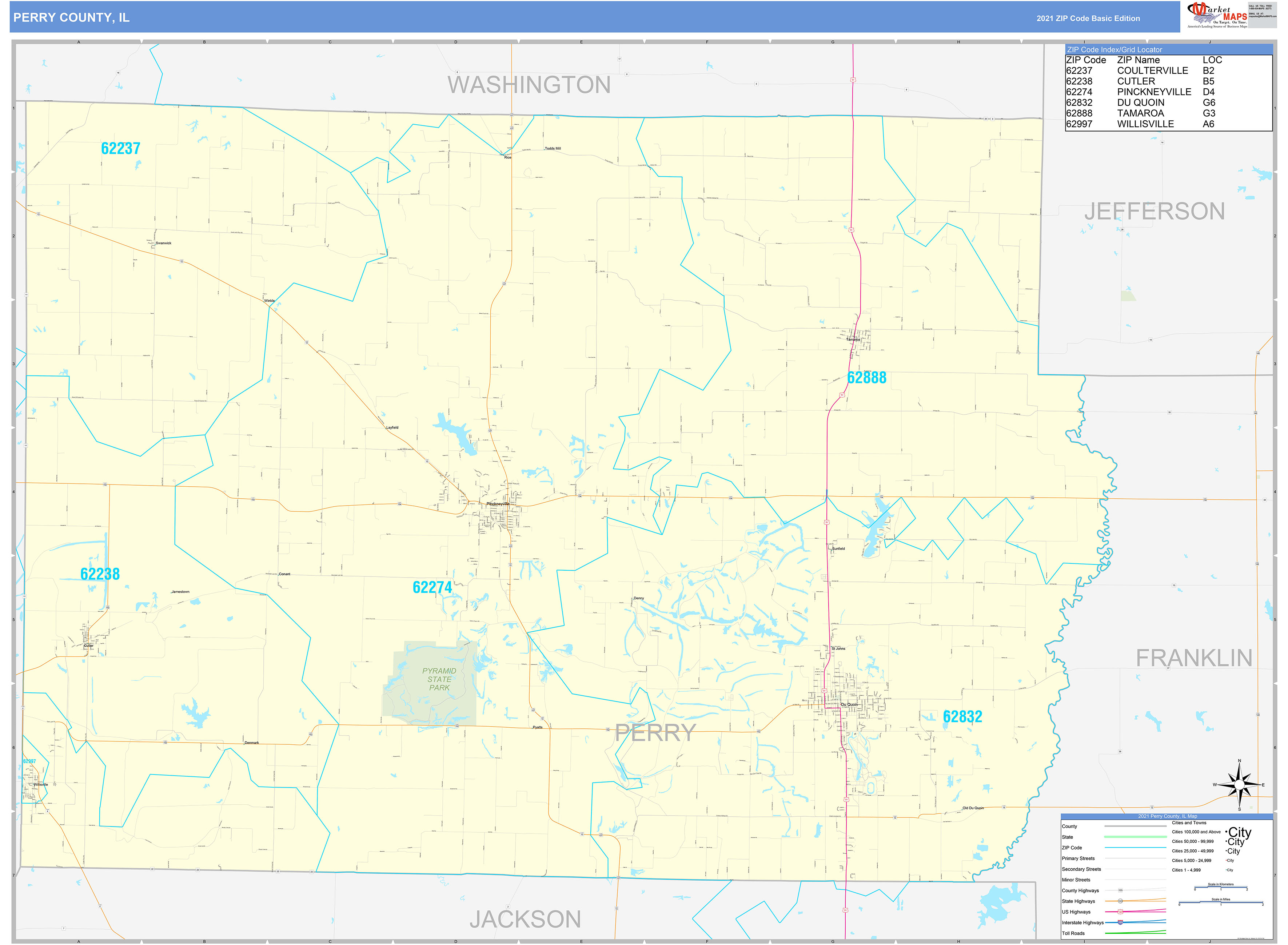 Perry County, IL Zip Code Wall Map Basic Style by MarketMAPS - MapSales Perry County, IL Zip Code Wall Map Basic Style by MarketMAPS - MapSales