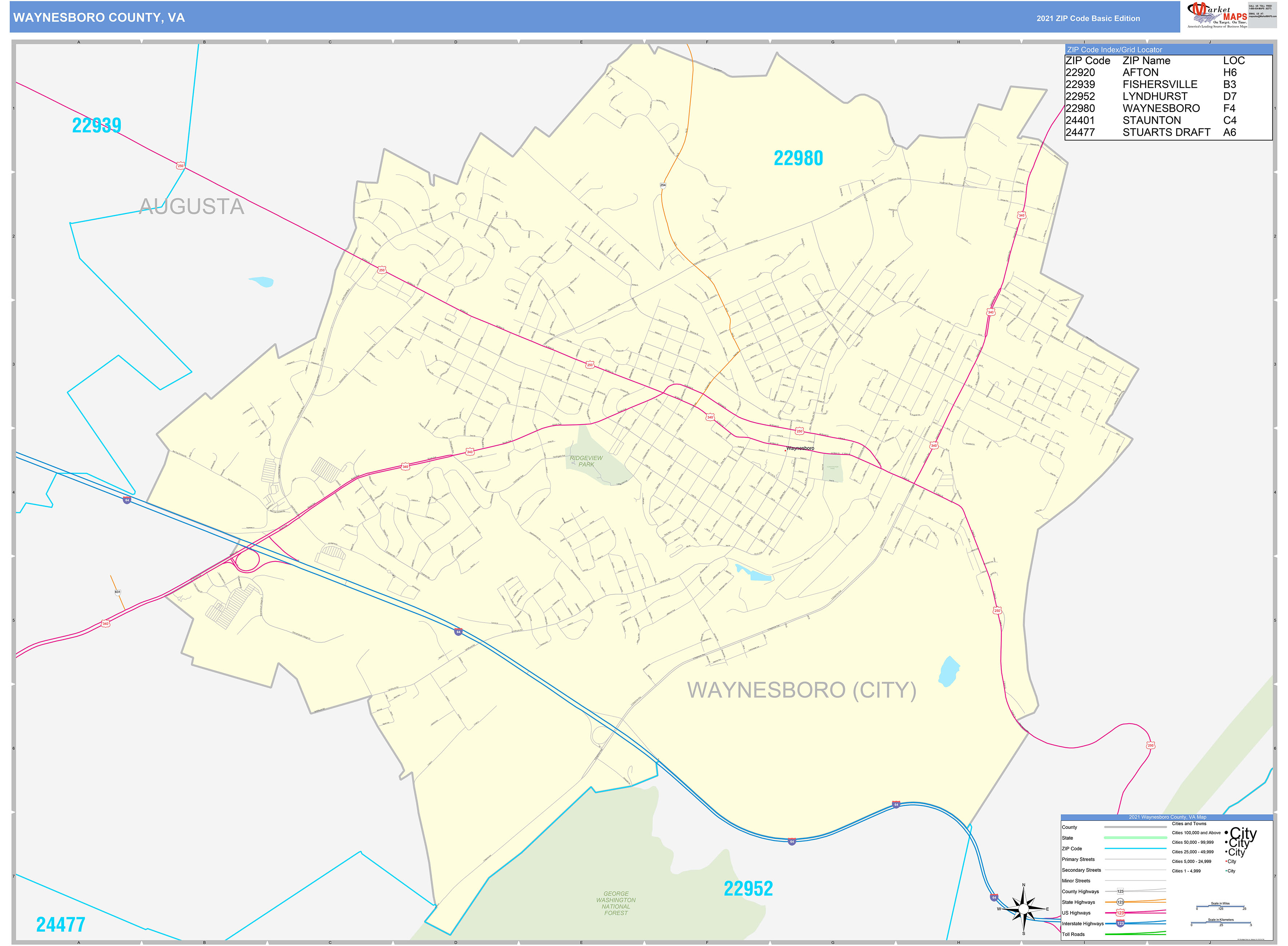 Waynesboro County, VA Zip Code Wall Map Basic Style by MarketMAPS ... Waynesboro County, VA Zip Code Wall Map Basic Style by MarketMAPS ...