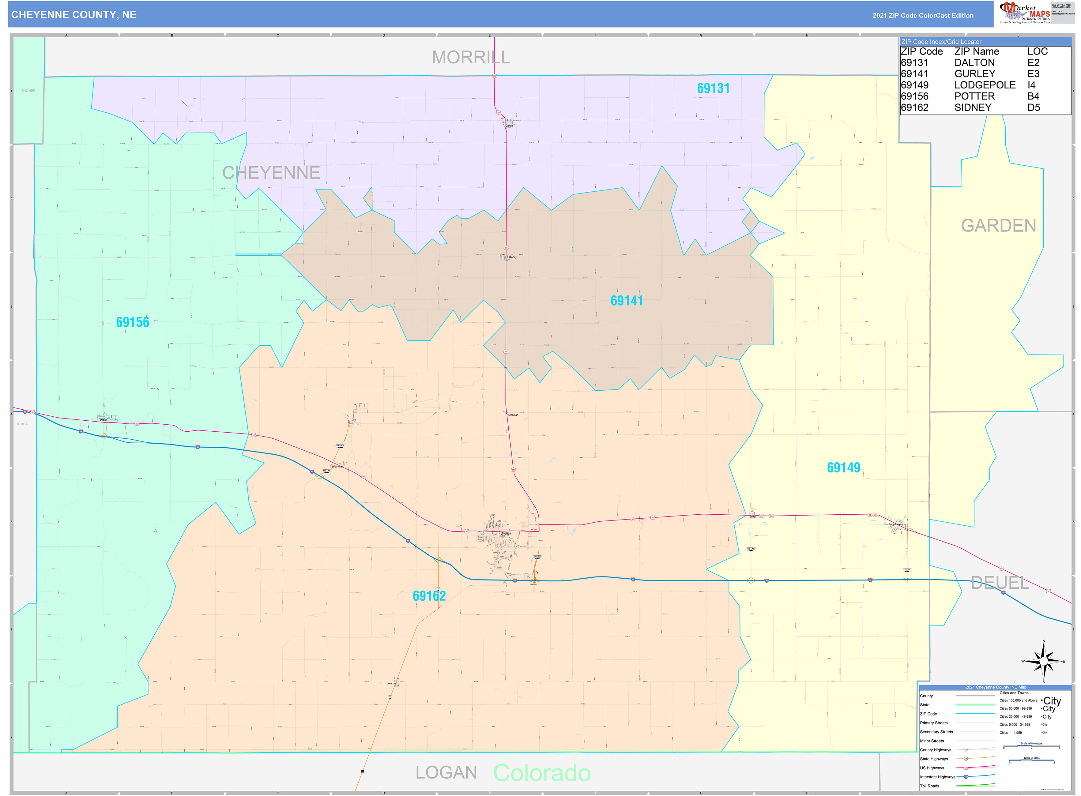 Cheyenne County, NE Wall Map Color Cast Style by MarketMAPS - MapSales.com Cheyenne County, NE Wall Map Color Cast Style by MarketMAPS - MapSales.com