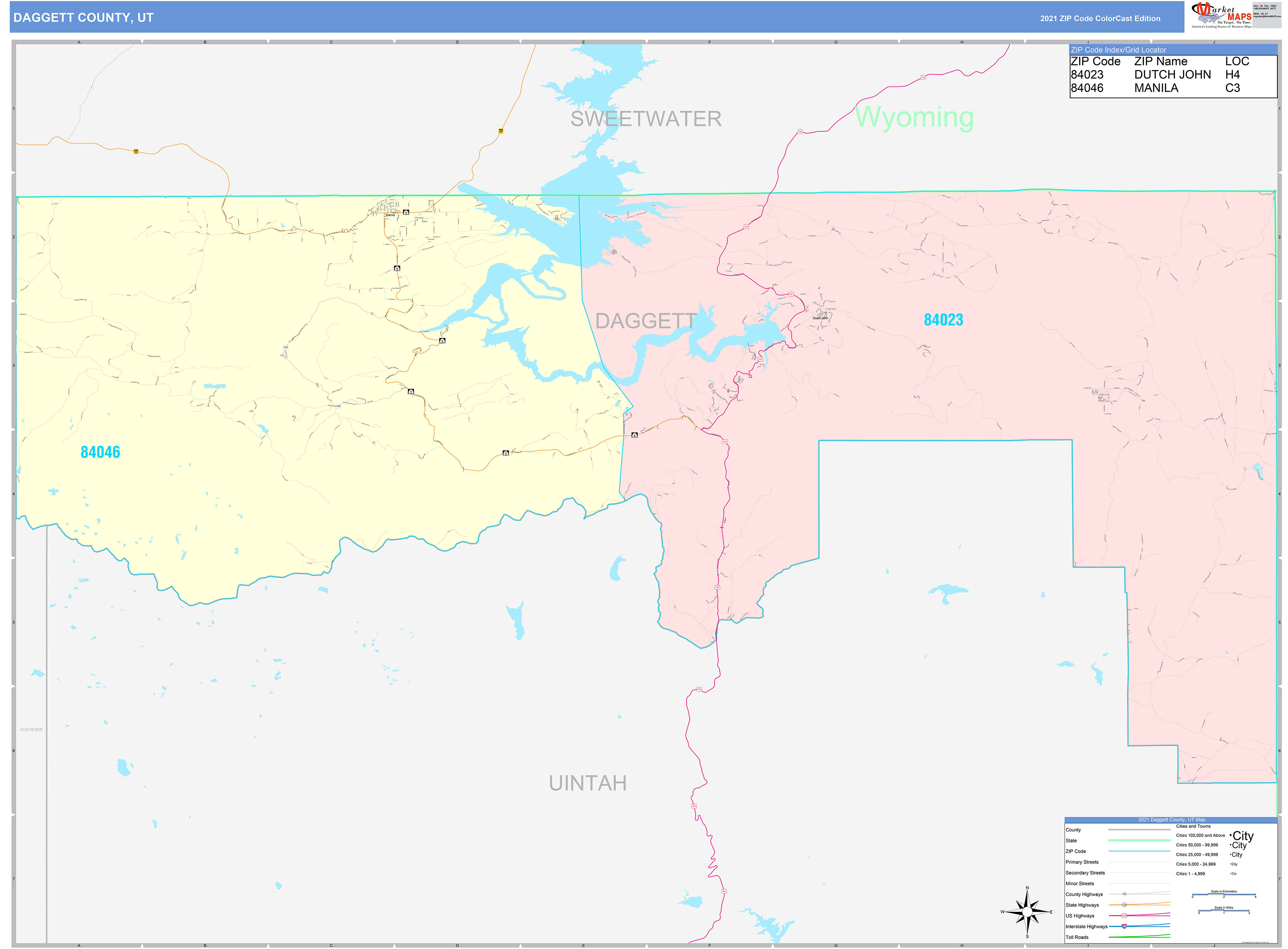 Daggett County Ut Wall Map Color Cast Style By Marketmaps Mapsales