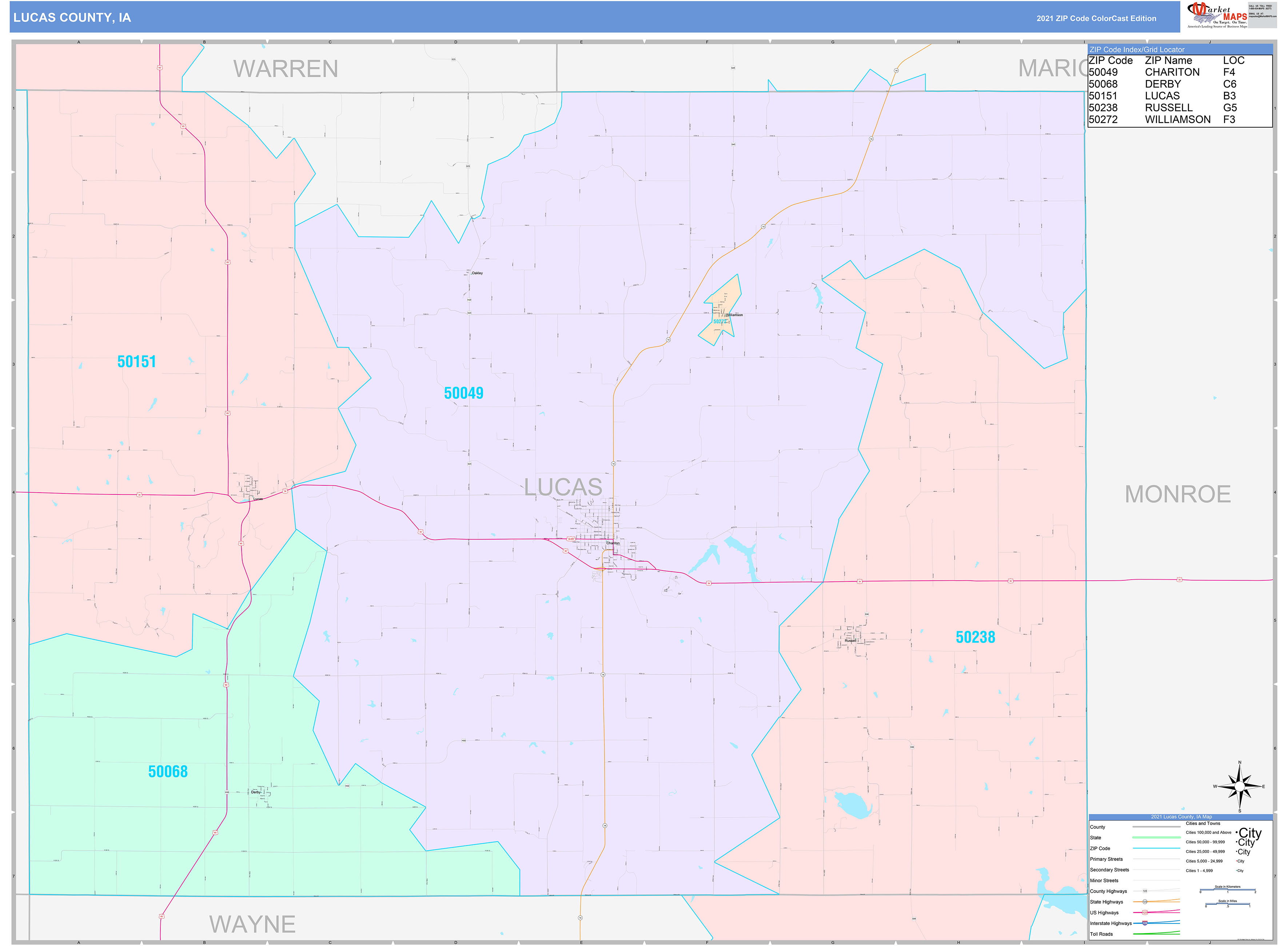 Lucas County, IA Wall Map Color Cast Style by MarketMAPS - MapSales Lucas County, IA Wall Map Color Cast Style by MarketMAPS - MapSales