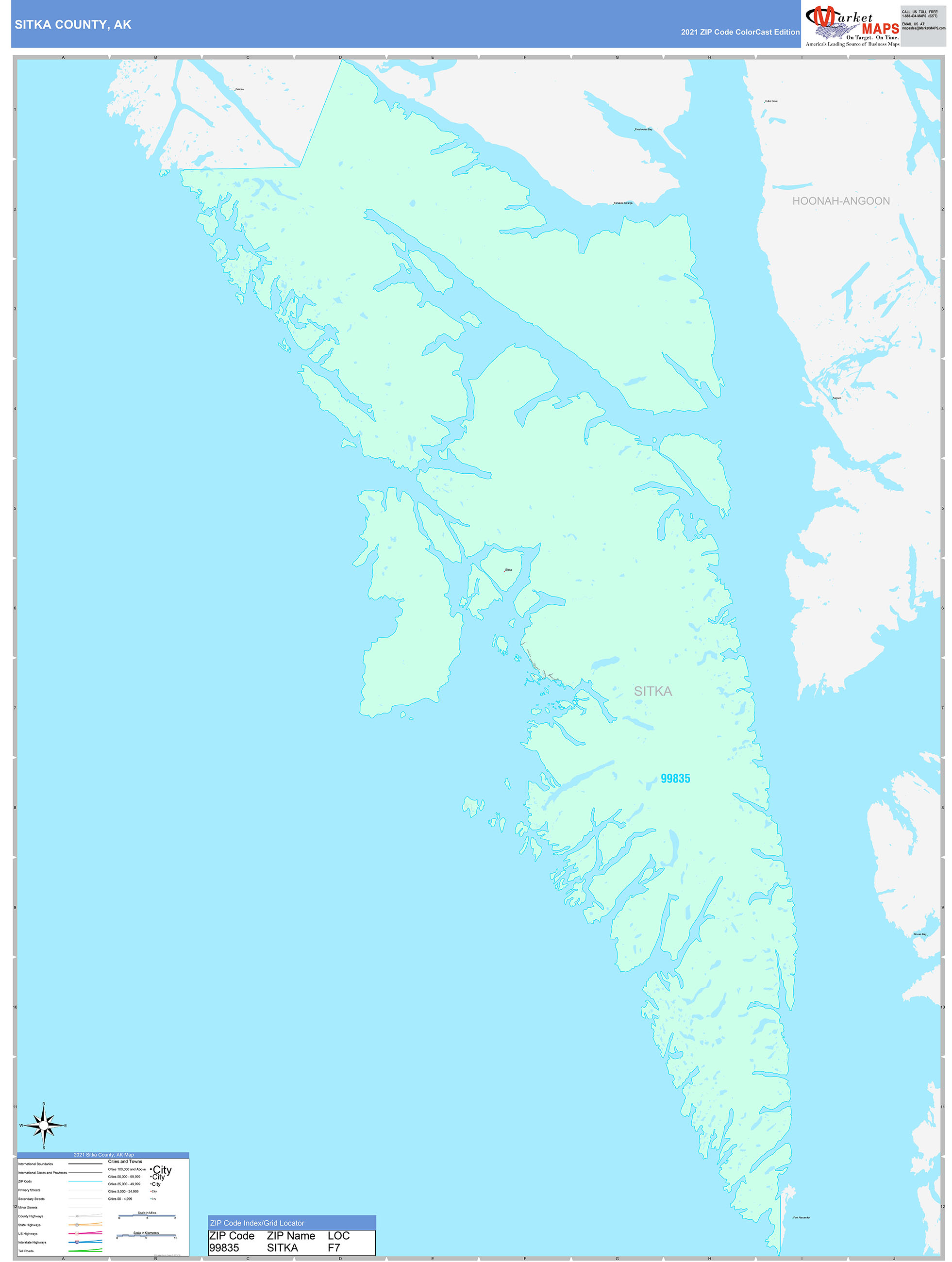 Sitka County, AK Wall Map Color Cast Style by MarketMAPS - MapSales.com