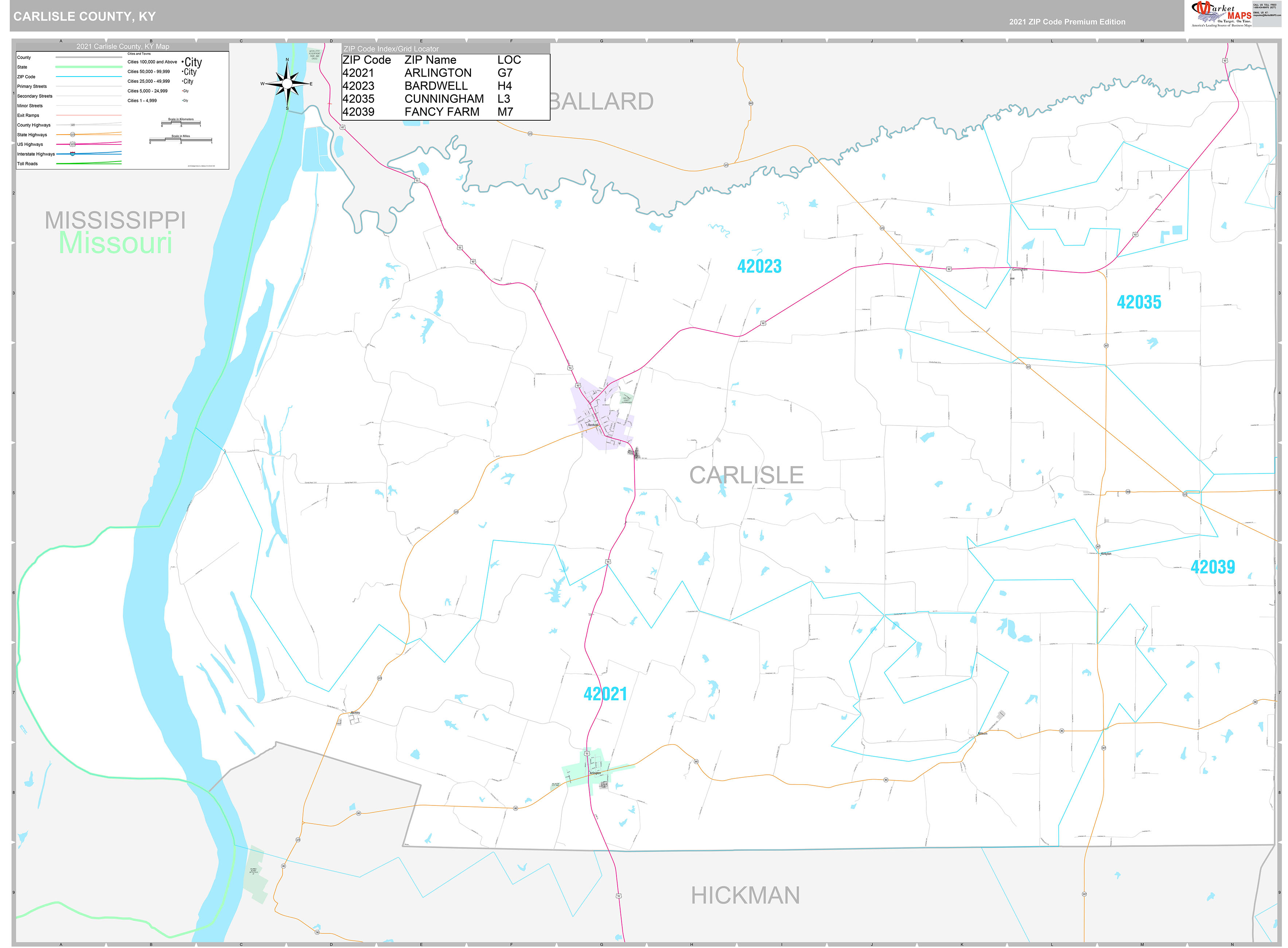 Carlisle County, KY Wall Map Premium Style by MarketMAPS - MapSales Carlisle County, KY Wall Map Premium Style by MarketMAPS - MapSales