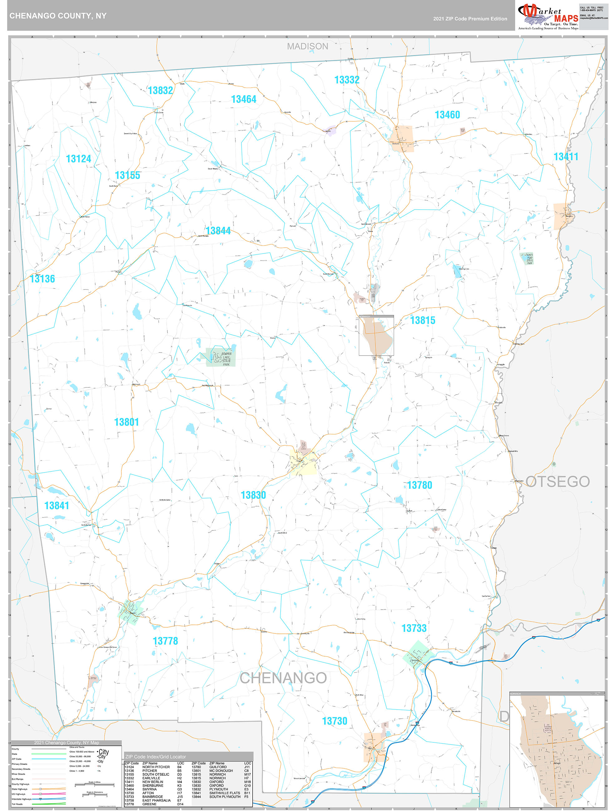 Chenango County, NY Wall Map Premium Style by MarketMAPS Chenango County, NY Wall Map Premium Style by MarketMAPS