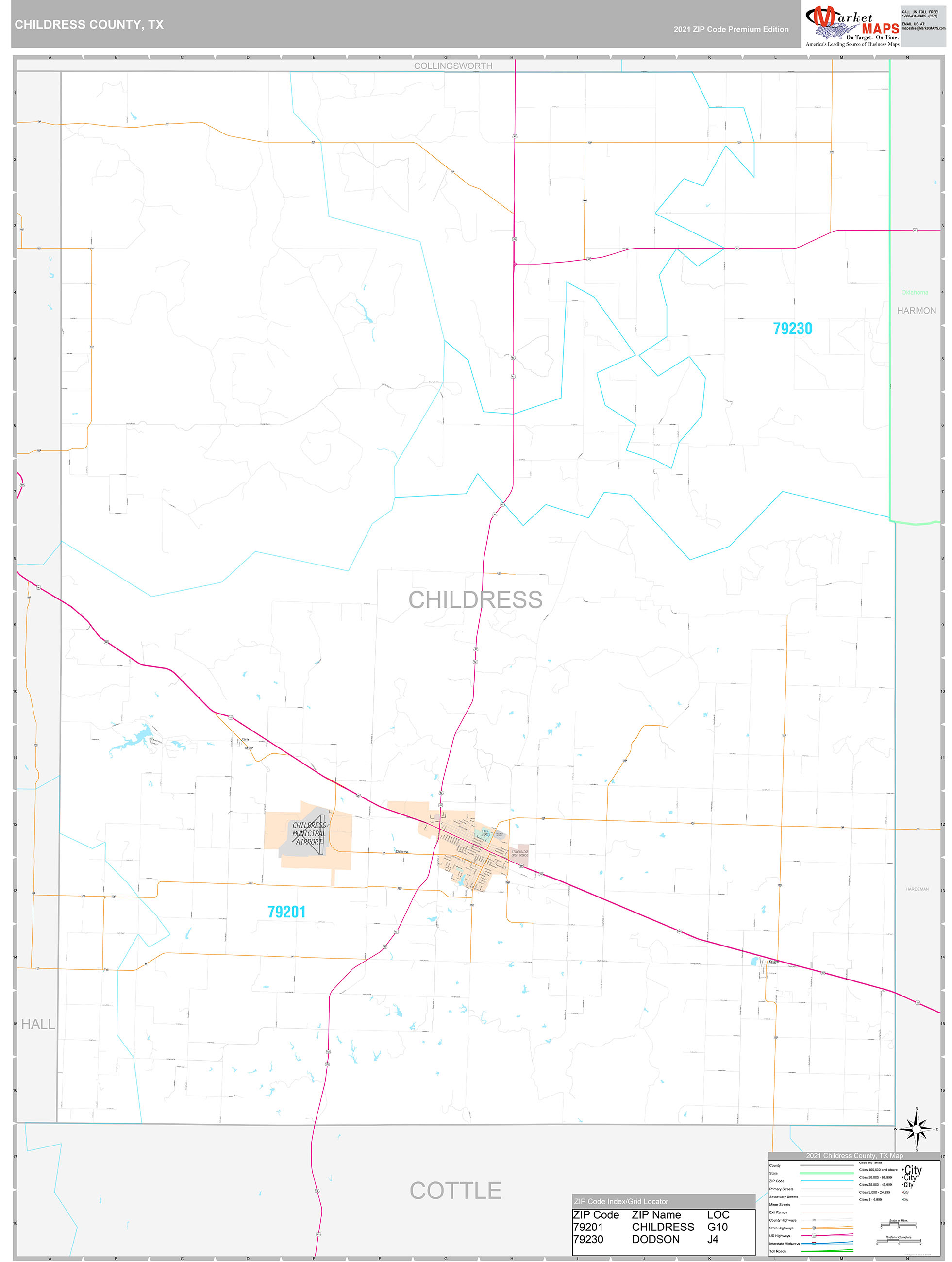 Childress County, TX Wall Map Premium Style by MarketMAPS - MapSales