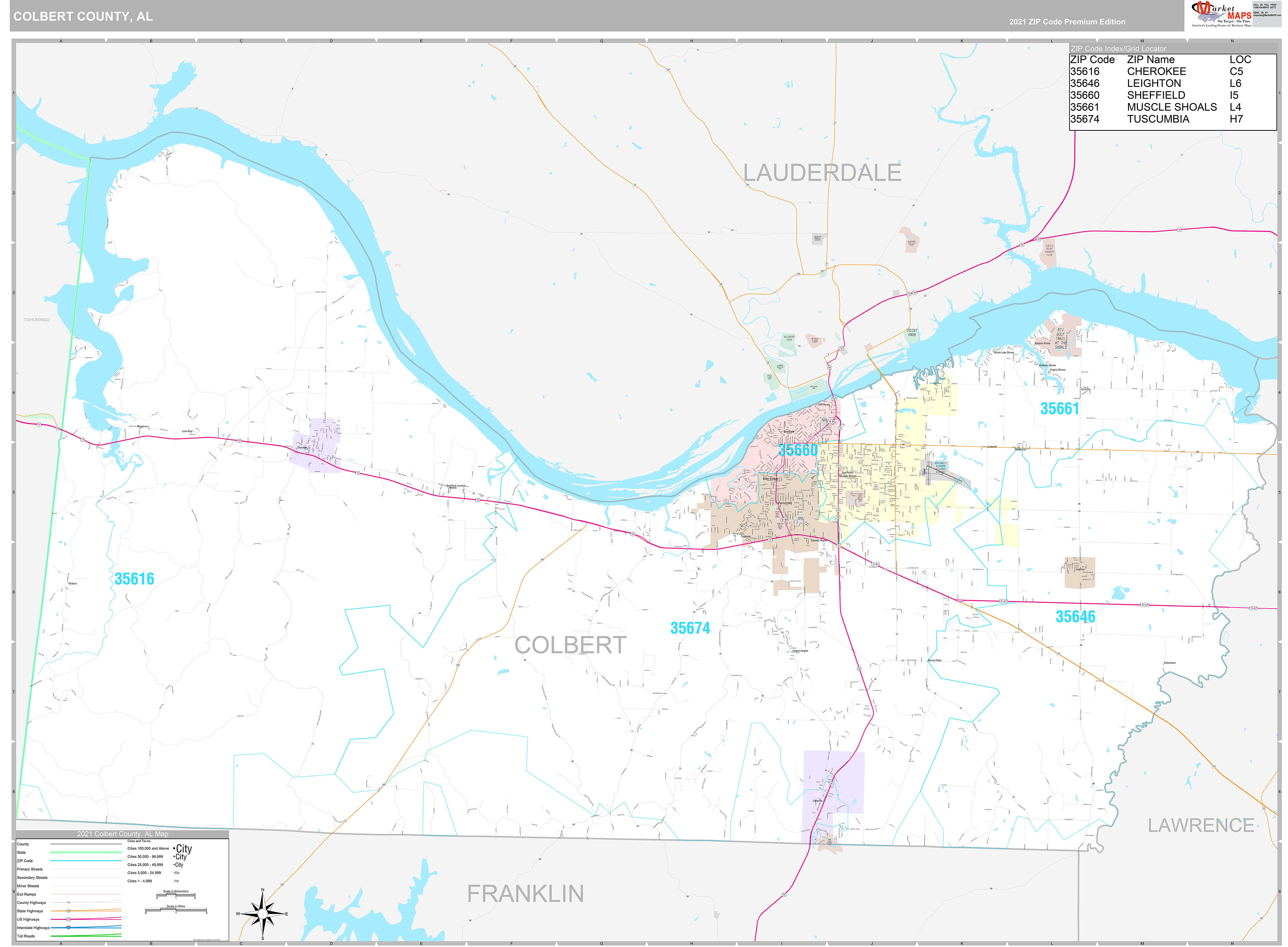 Colbert County, AL Wall Map Premium Style by MarketMAPS - MapSales Colbert County, AL Wall Map Premium Style by MarketMAPS - MapSales