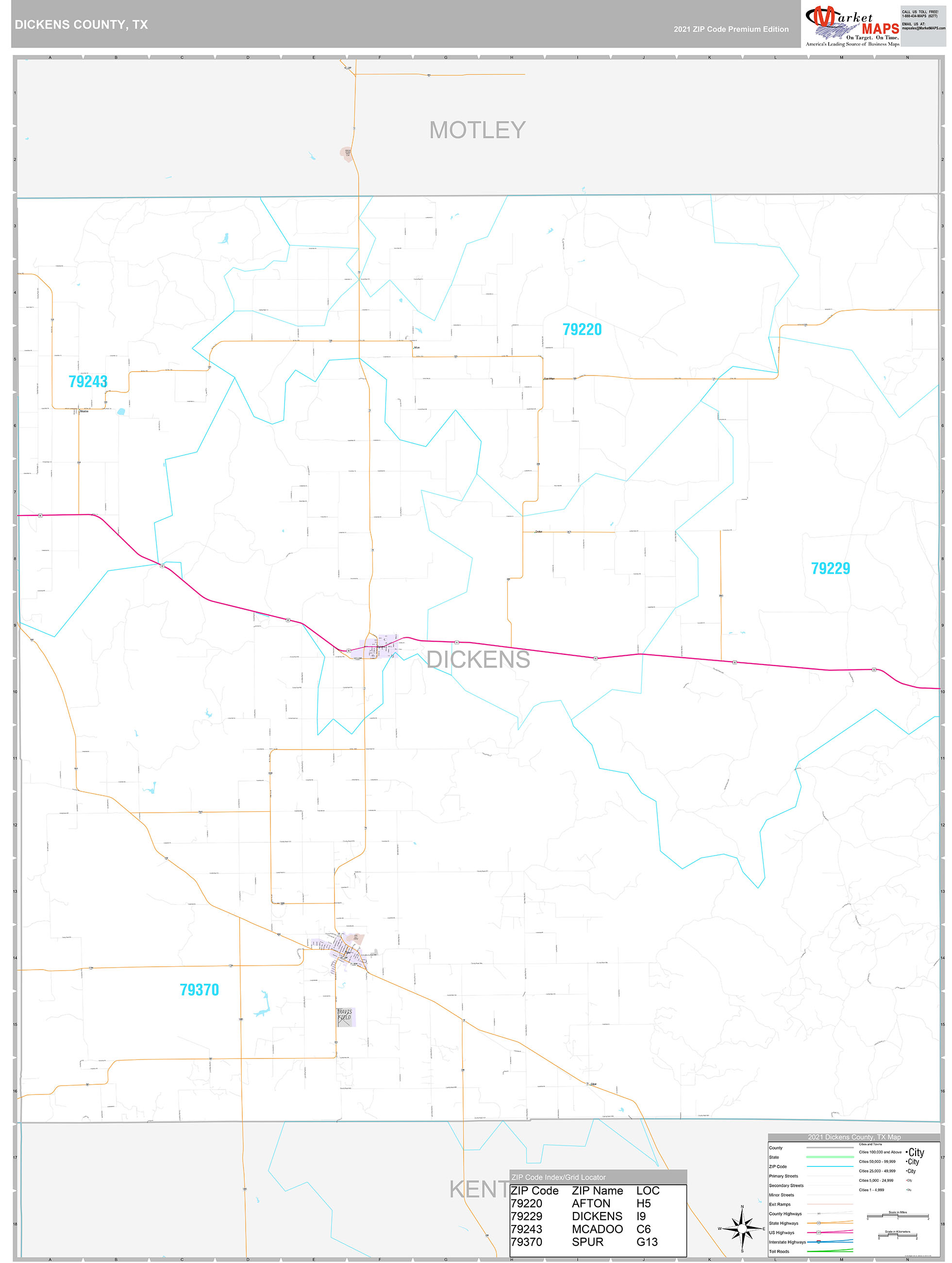 Dickens County Tx Wall Map Premium Style By Marketmaps Mapsales