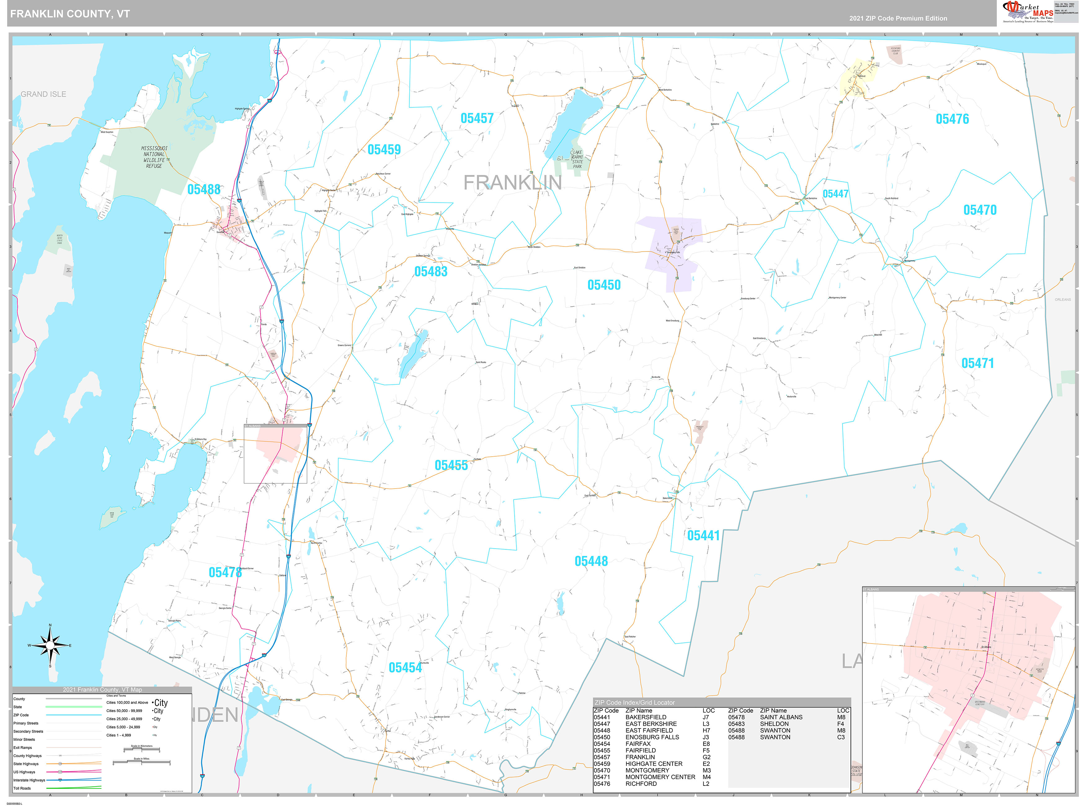 Franklin County Vt Wall Map Premium Style By Marketmaps