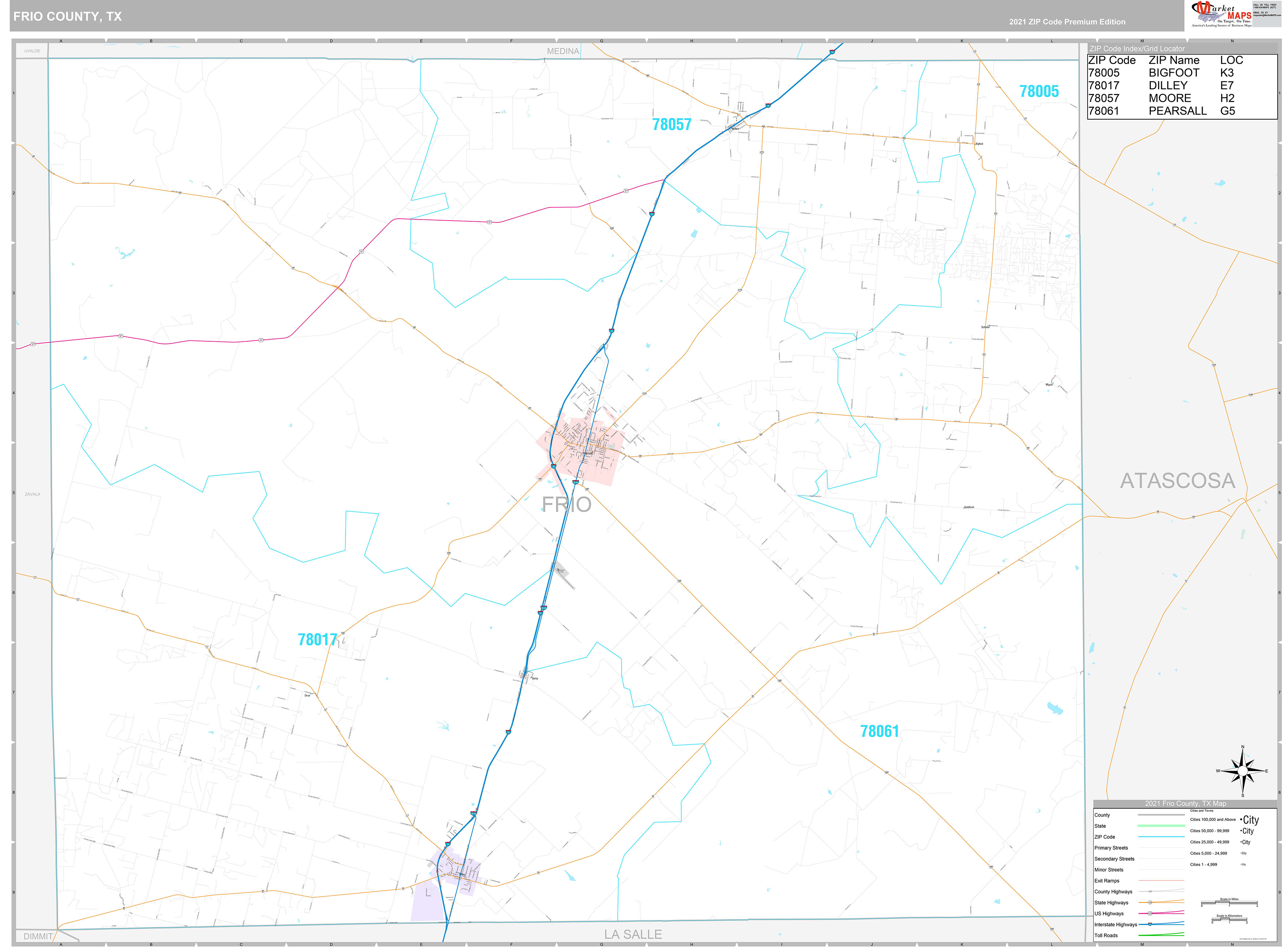Frio County, TX Wall Map Premium Style by MarketMAPS - MapSales