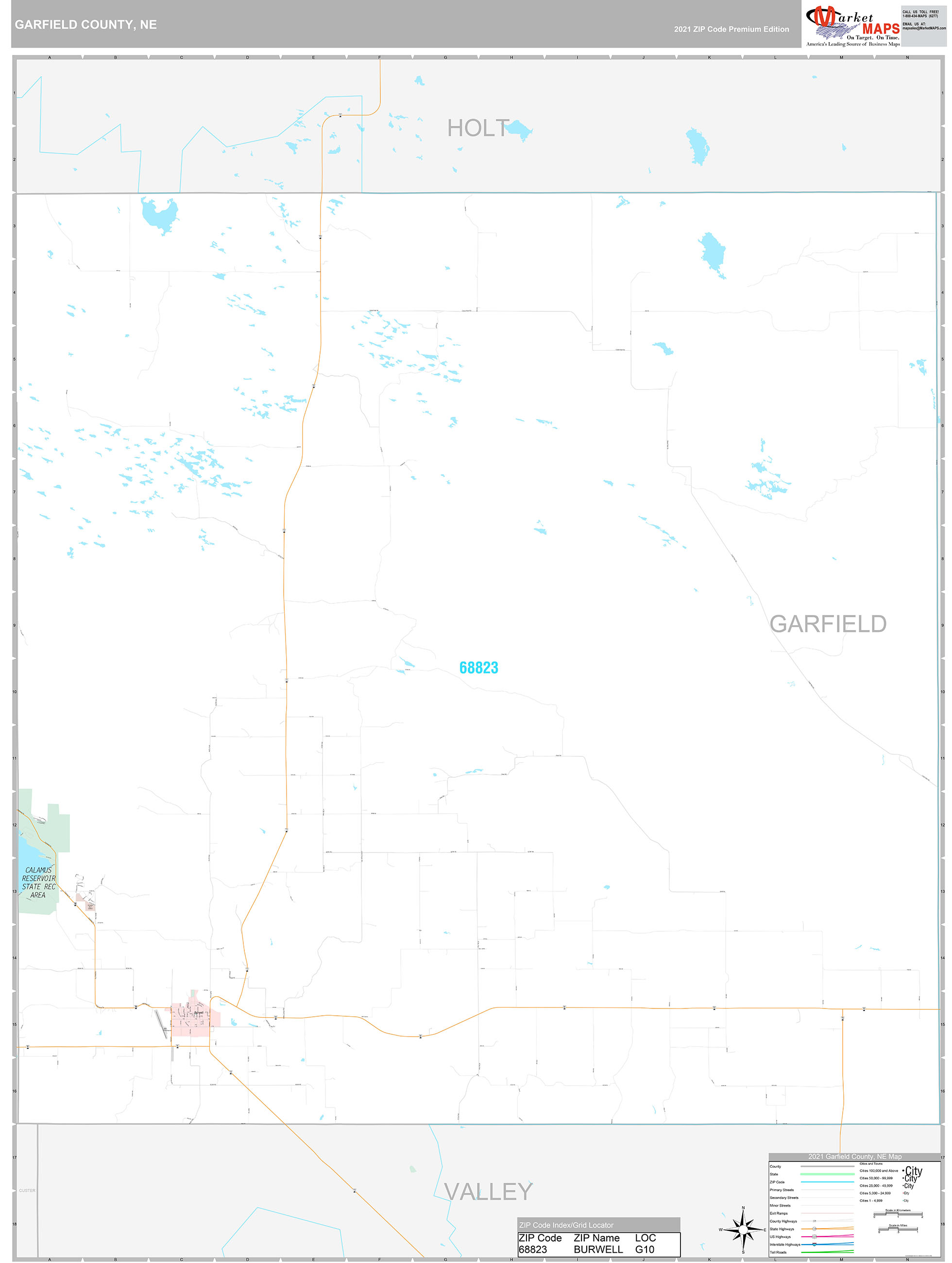Garfield County, NE Wall Map Premium Style by MarketMAPS - MapSales.com