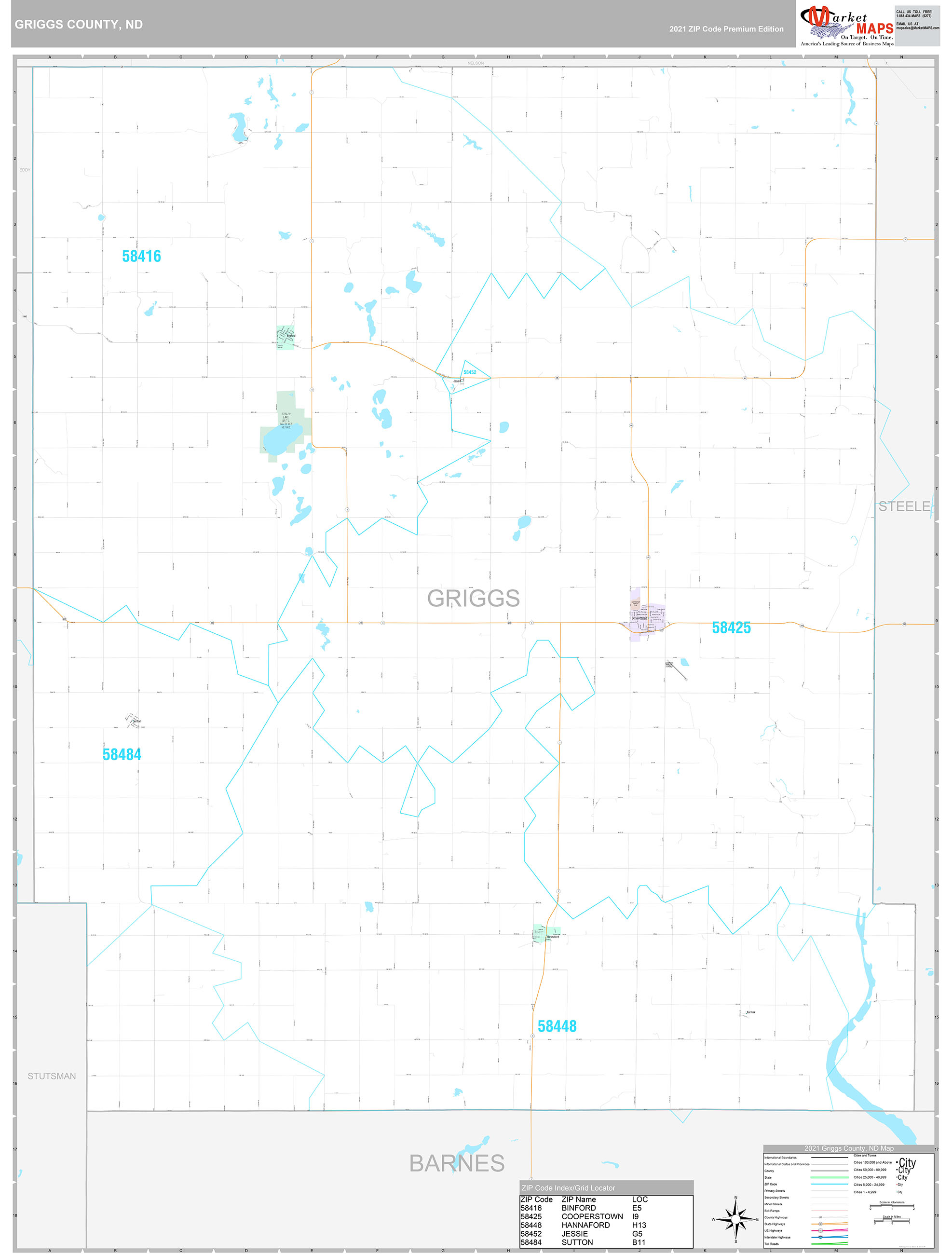Griggs County, ND Wall Map Premium Style by MarketMAPS - MapSales
