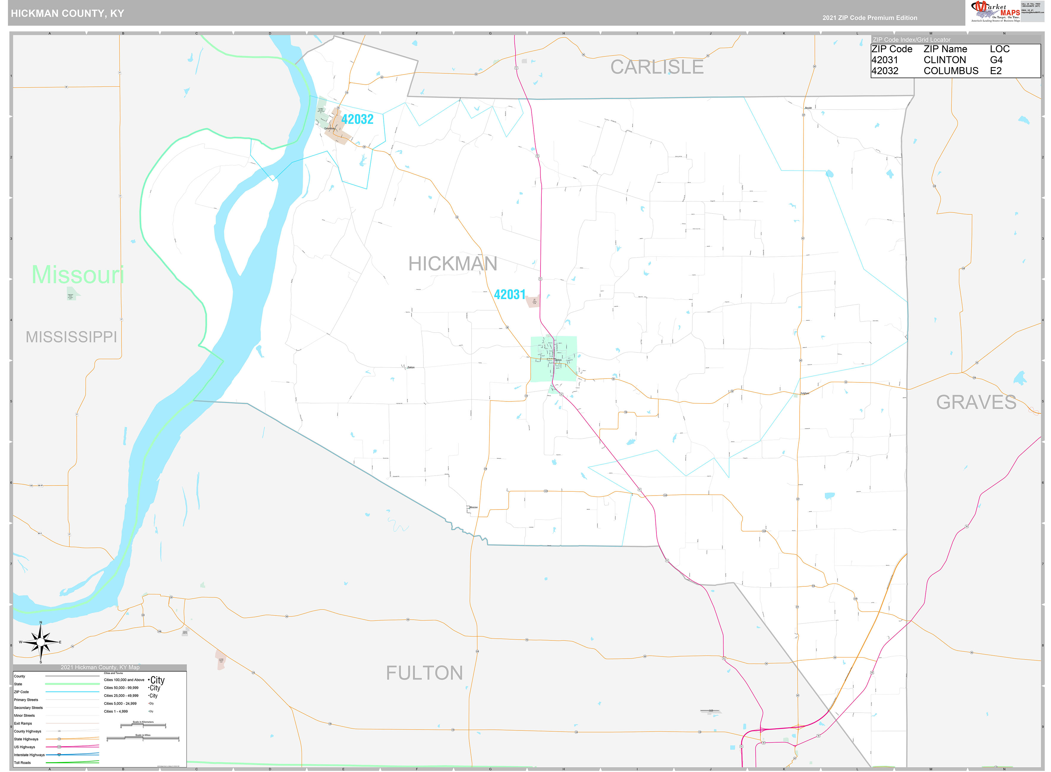 Hickman County Ky Wall Map Premium Style By Marketmaps
