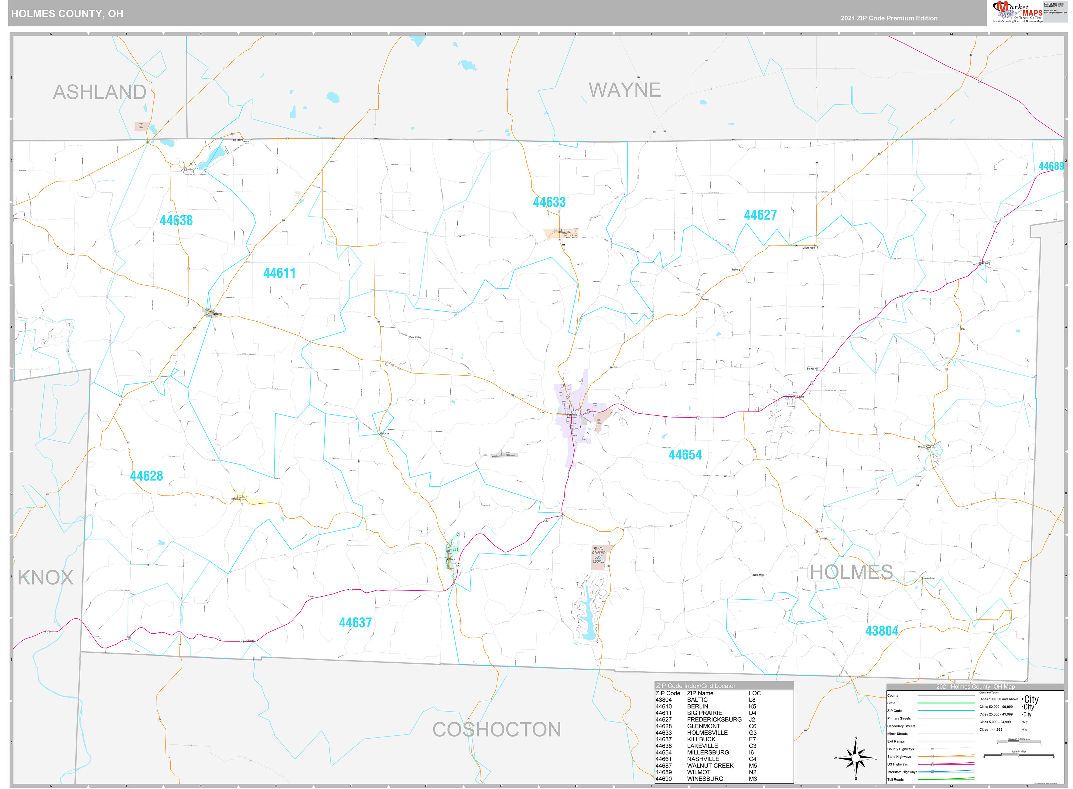 Holmes County Oh Wall Map Premium Style By Marketmaps
