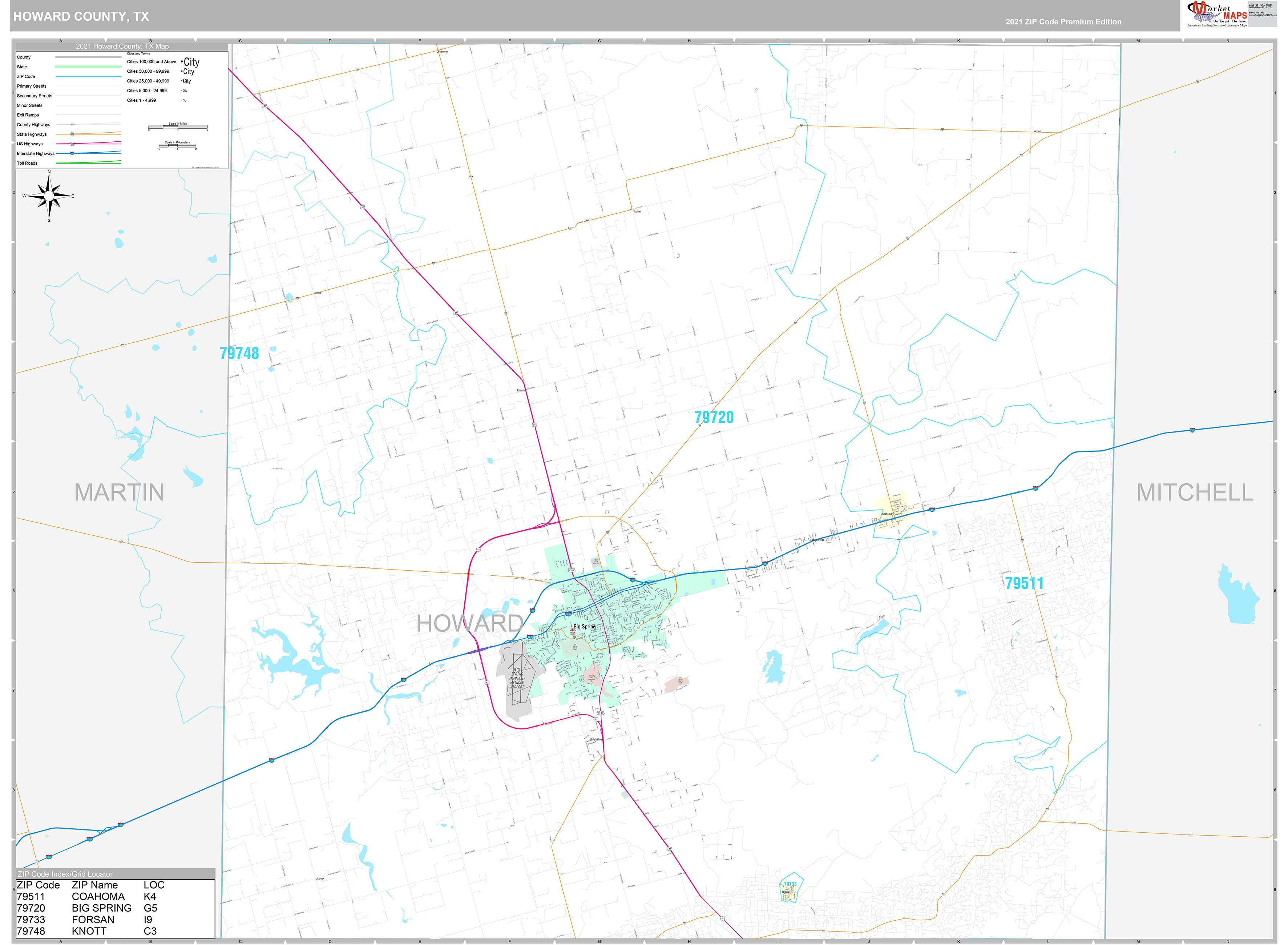 Howard County, TX Wall Map Premium Style by MarketMAPS - MapSales Howard County, TX Wall Map Premium Style by MarketMAPS - MapSales