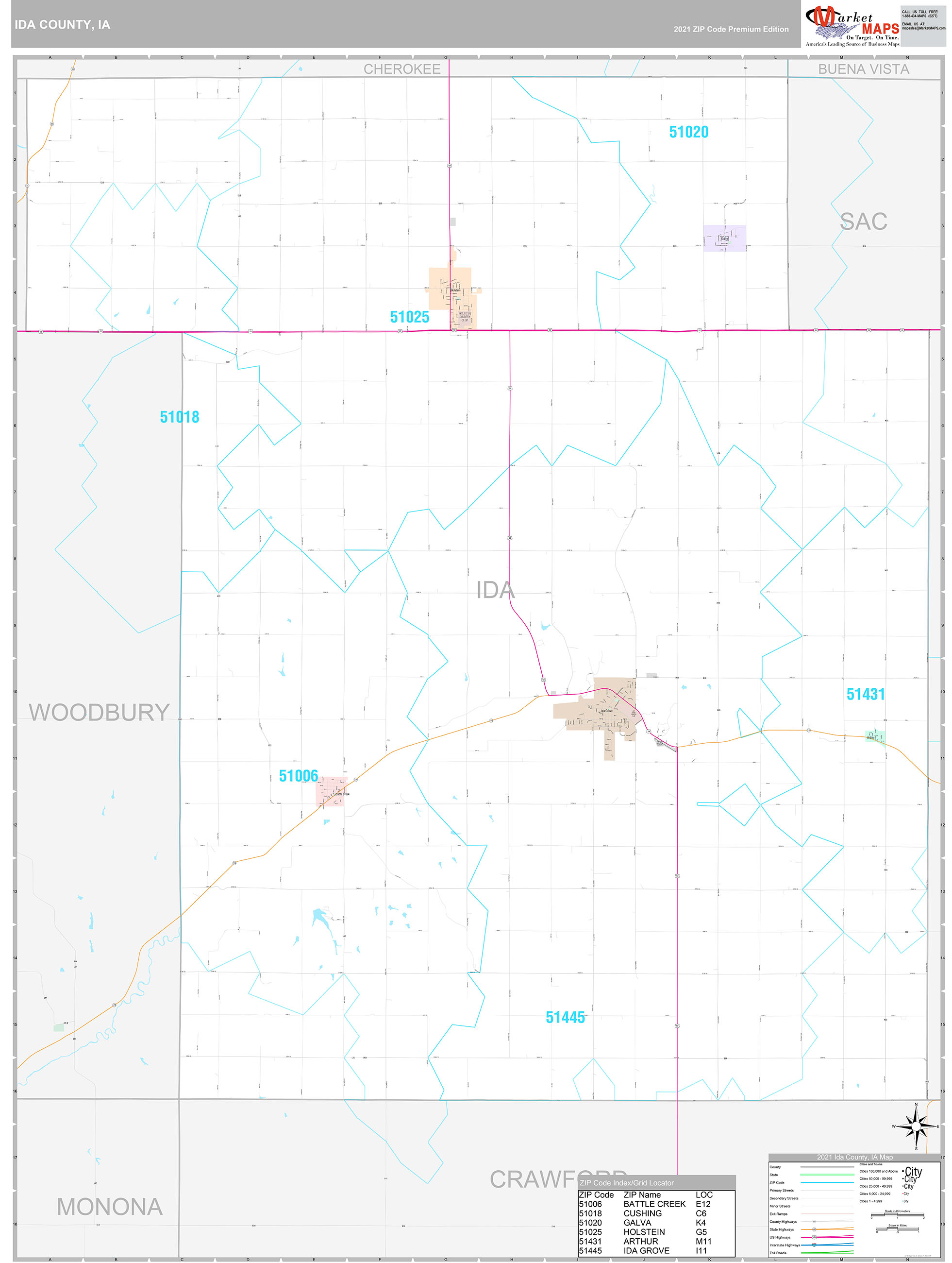 Ida County, IA Wall Map Premium Style by MarketMAPS - MapSales