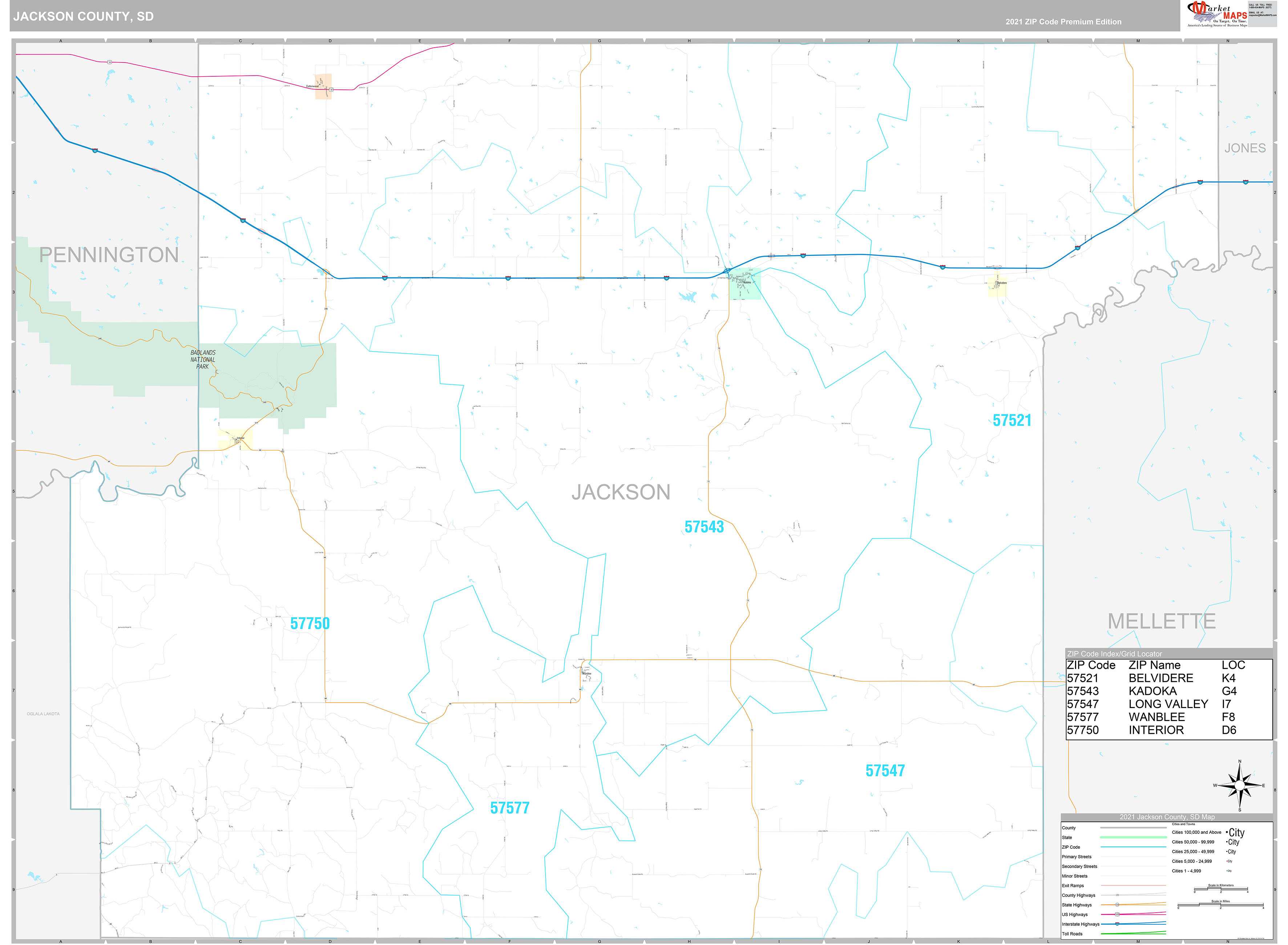 Jackson County Sd Wall Map Premium Style By Marketmaps