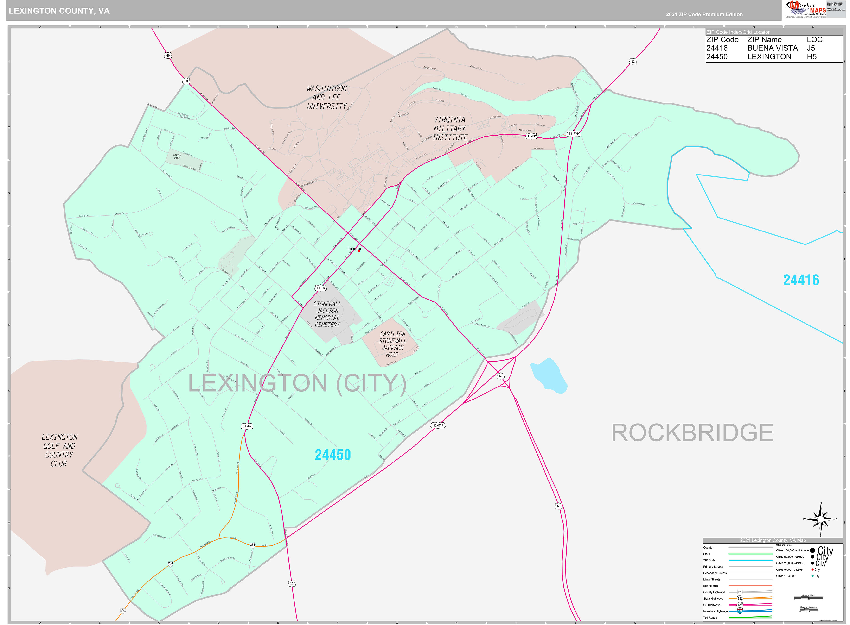 Lexington County, VA Wall Map Premium Style by MarketMAPS - MapSales
