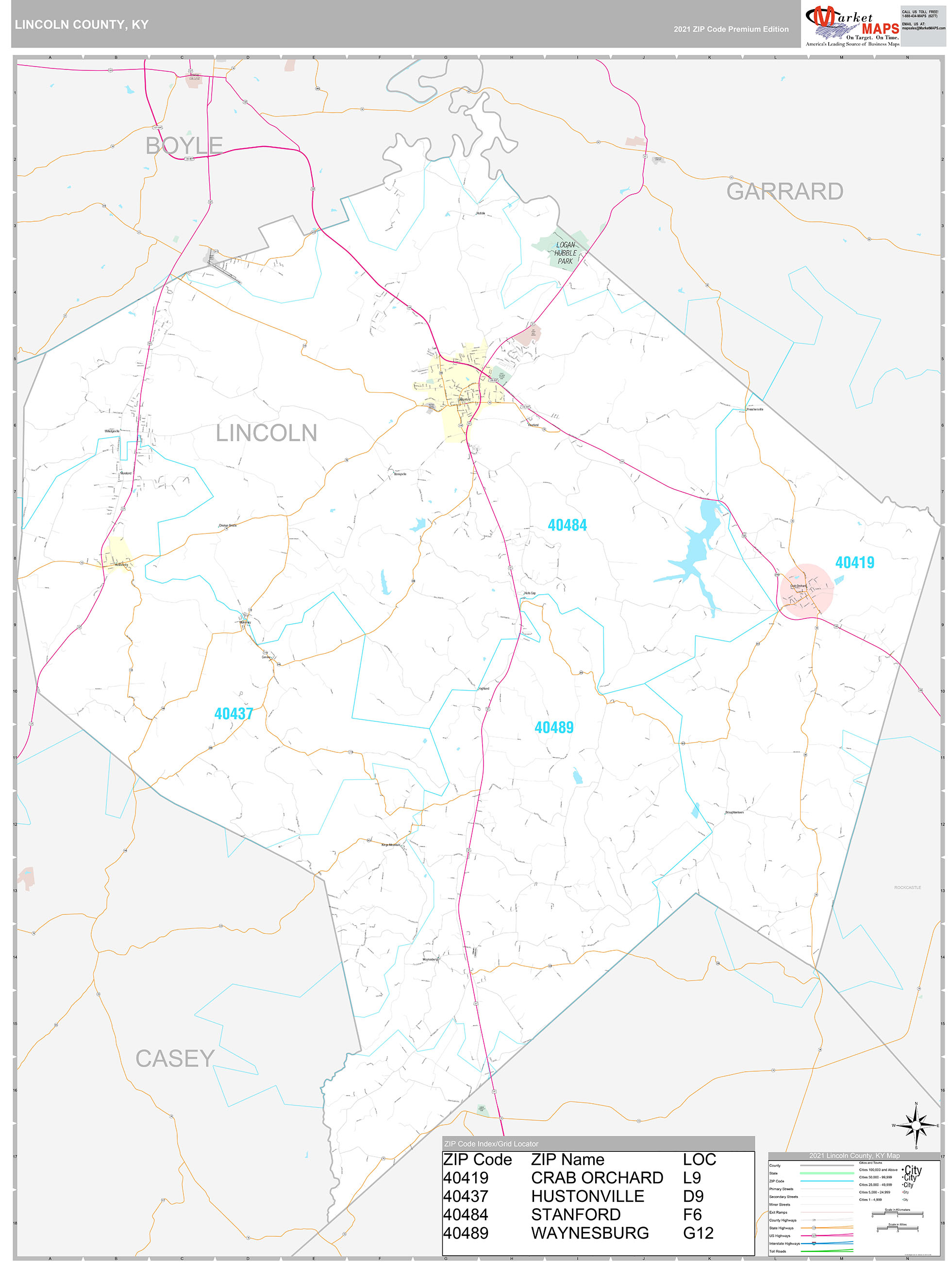 Lincoln County, KY Wall Map Premium Style by MarketMAPS - MapSales.com