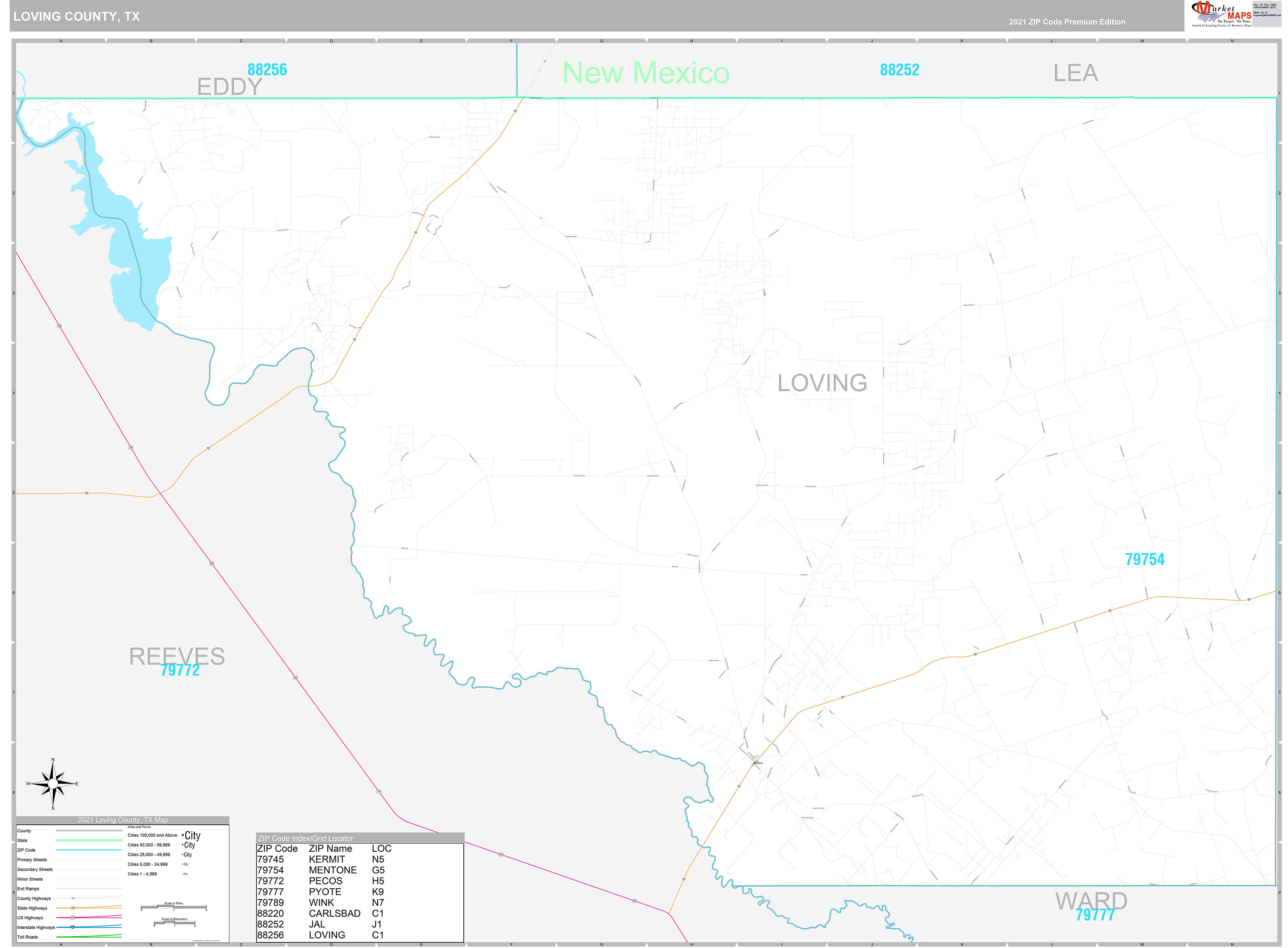 Loving County, TX Wall Map Premium Style by MarketMAPS - MapSales