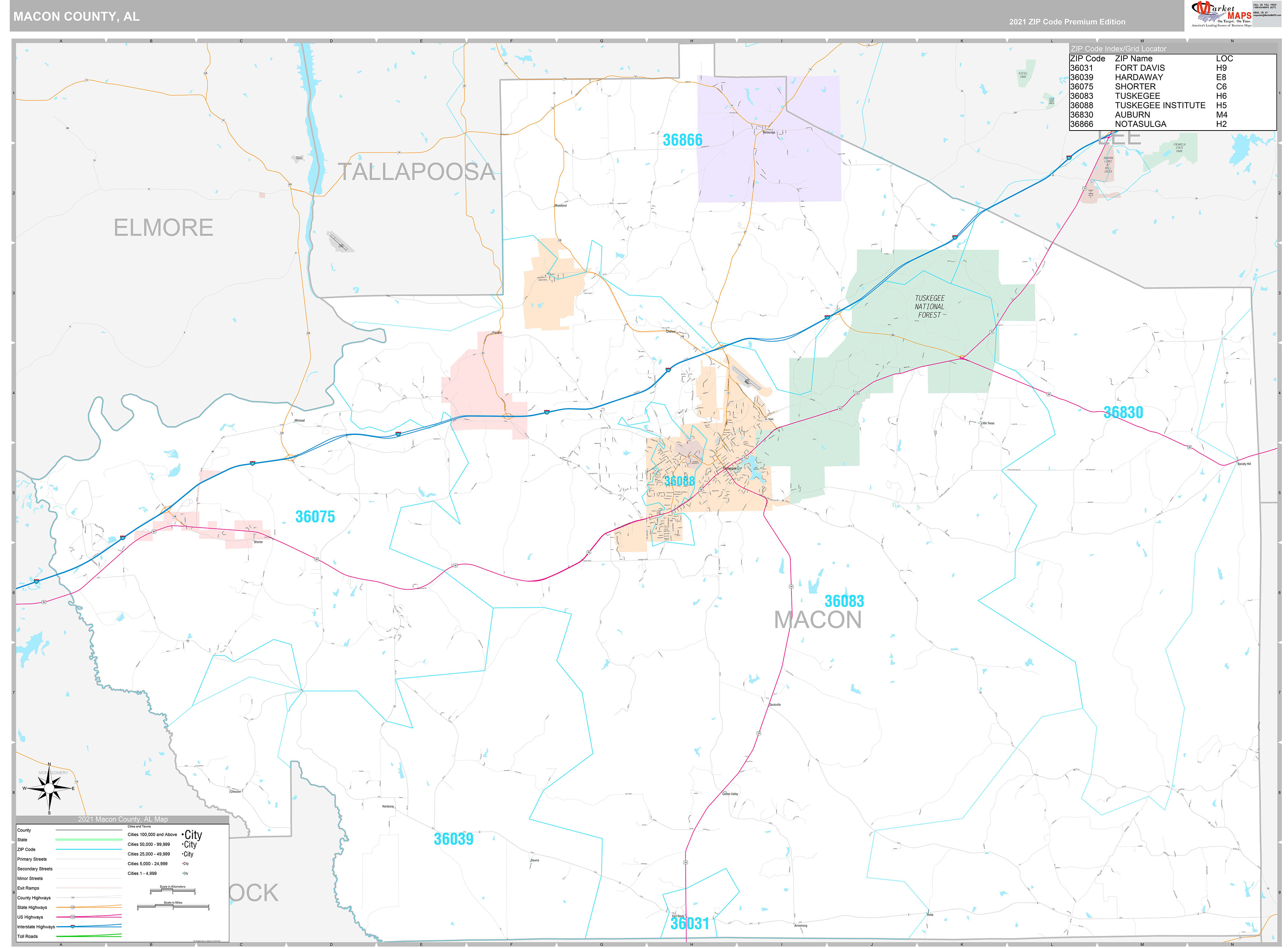Macon County, AL Wall Map Premium Style by MarketMAPS - MapSales Macon County, AL Wall Map Premium Style by MarketMAPS - MapSales