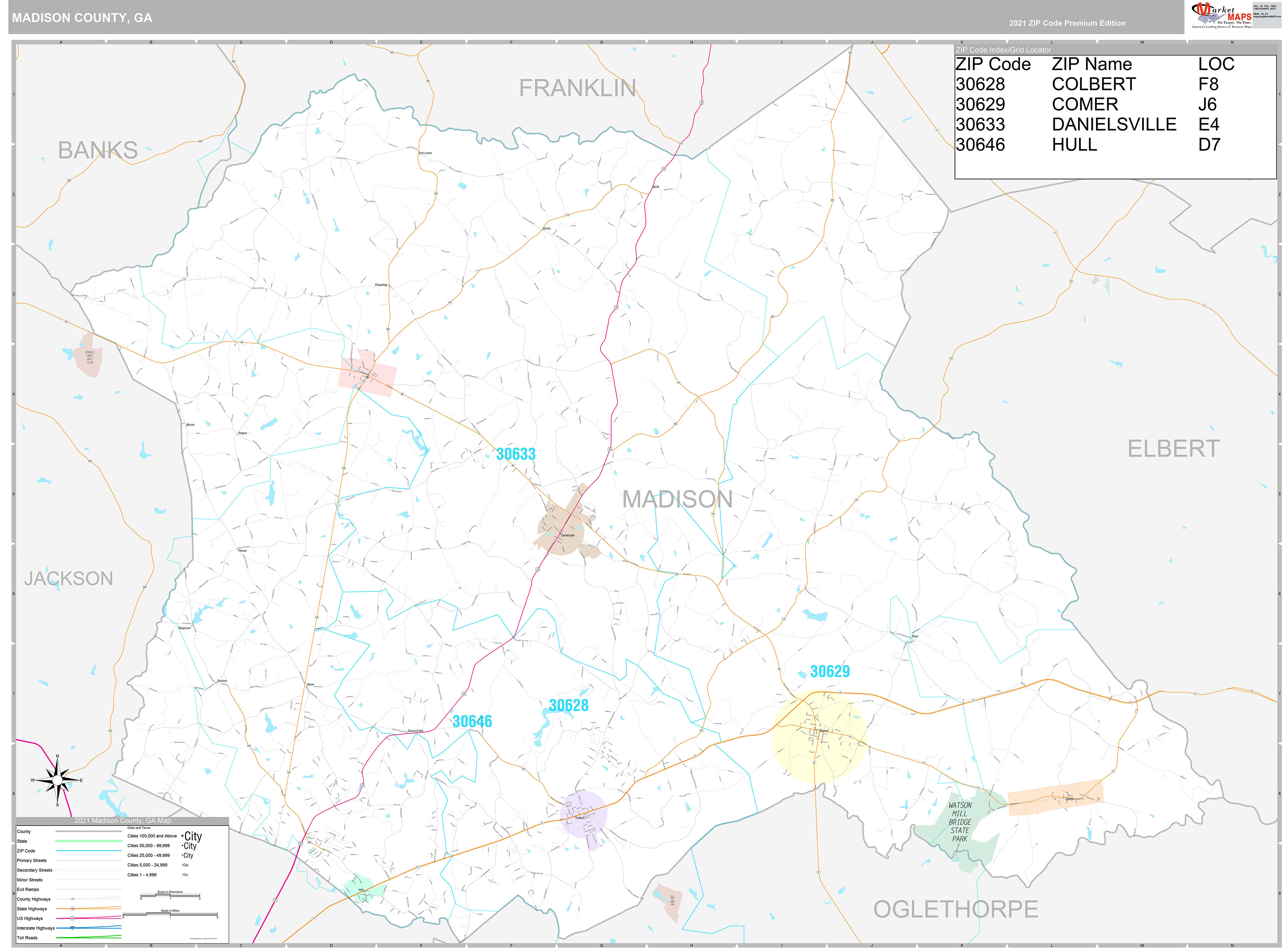 Madison County, GA Wall Map Premium Style by MarketMAPS - MapSales Madison County, GA Wall Map Premium Style by MarketMAPS - MapSales