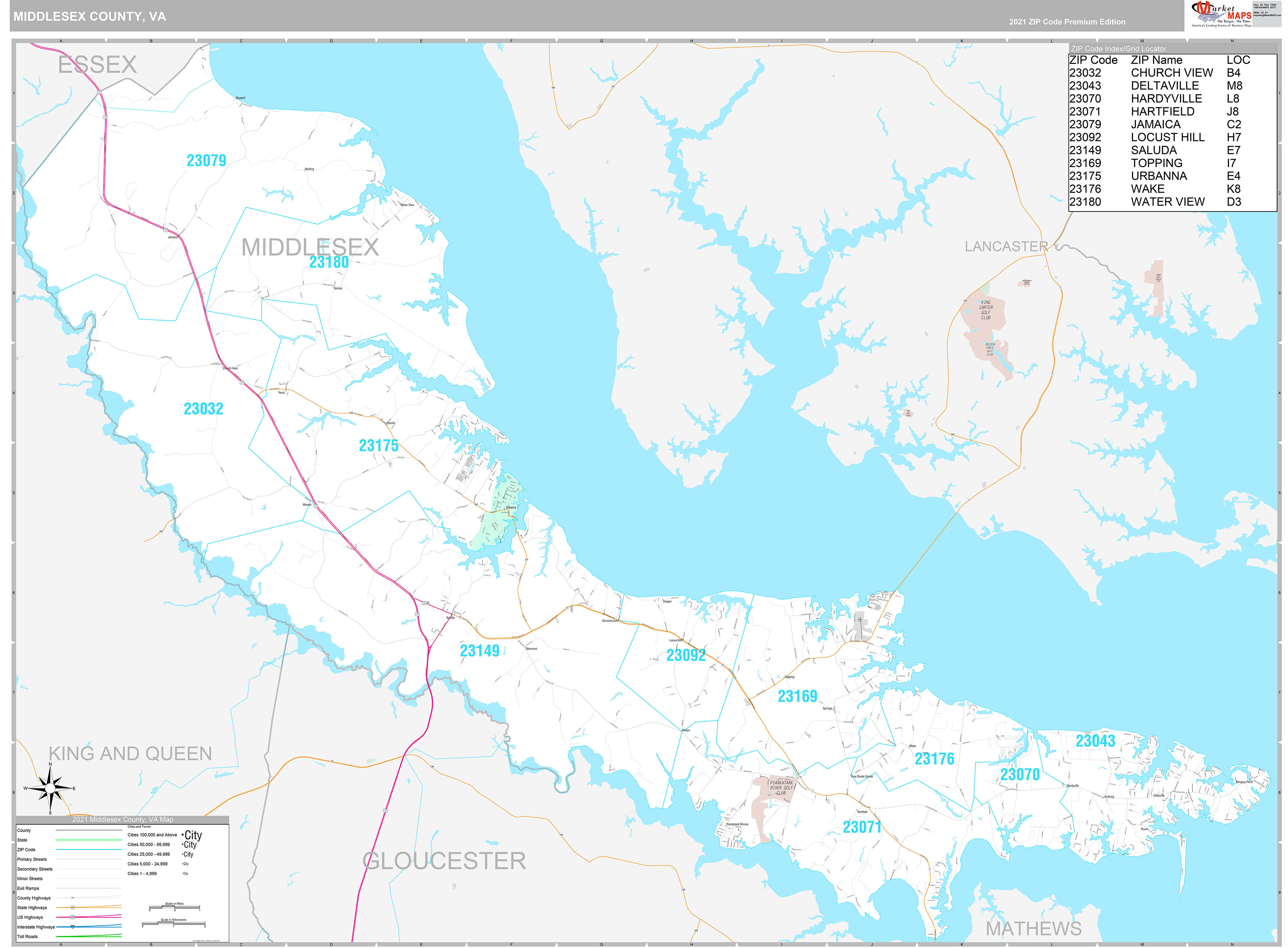 Middlesex County Va Wall Map Premium Style By Marketmaps