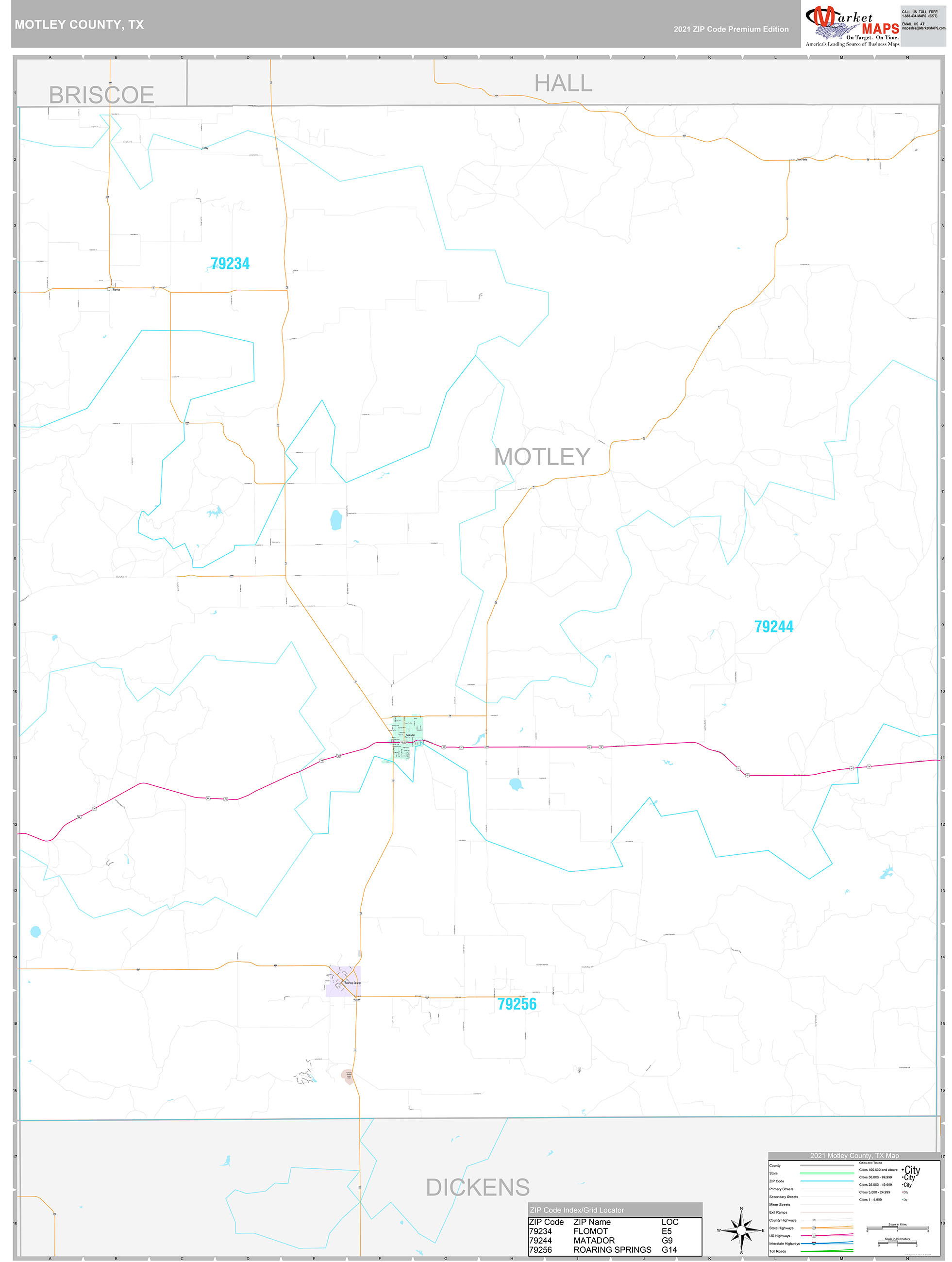 Motley County, TX Wall Map Premium Style by MarketMAPS - MapSales
