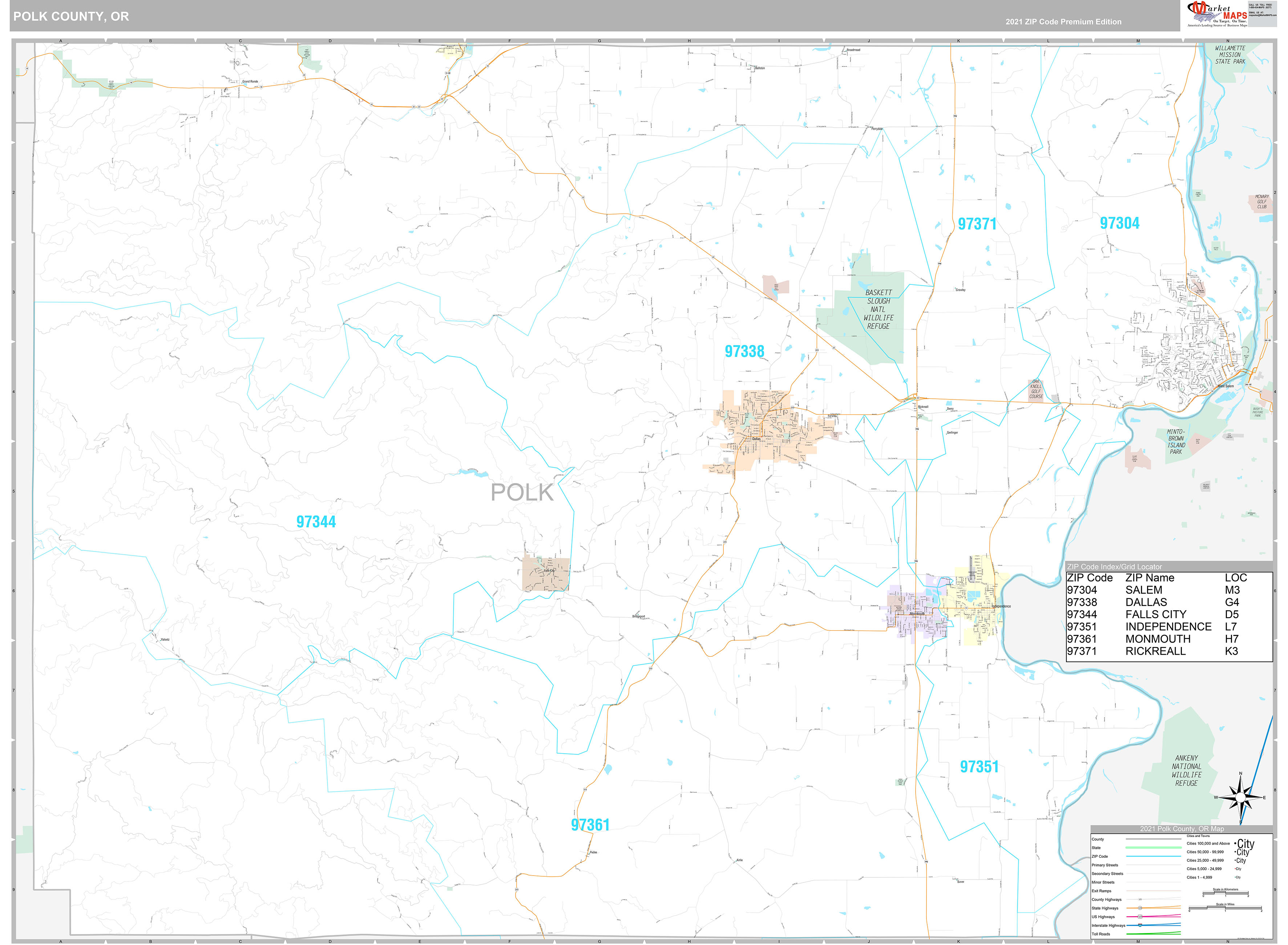 Polk County, OR Wall Map Premium Style by MarketMAPS - MapSales