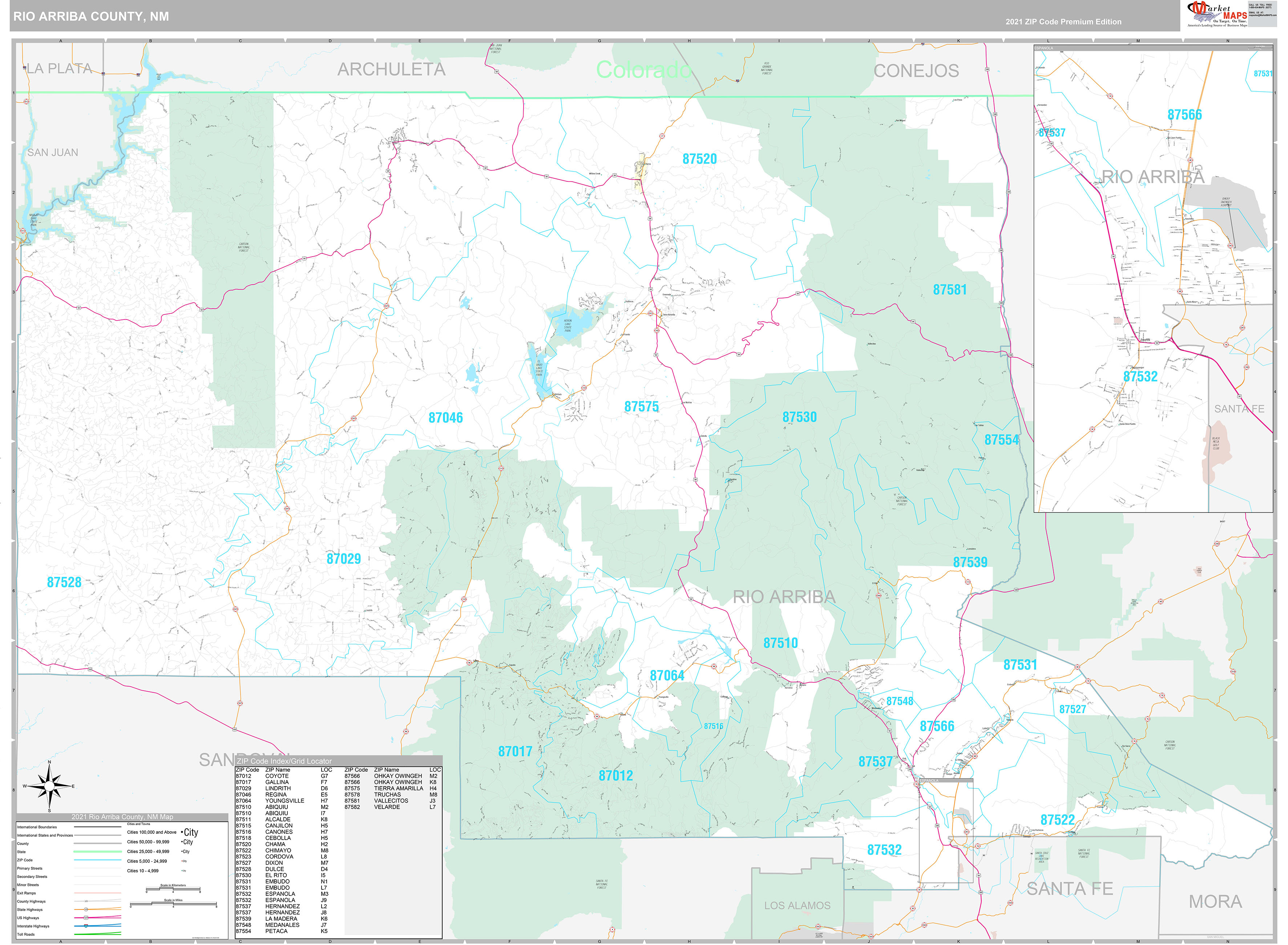 Rio Arriba County, NM Wall Map Premium Style by MarketMAPS - MapSales