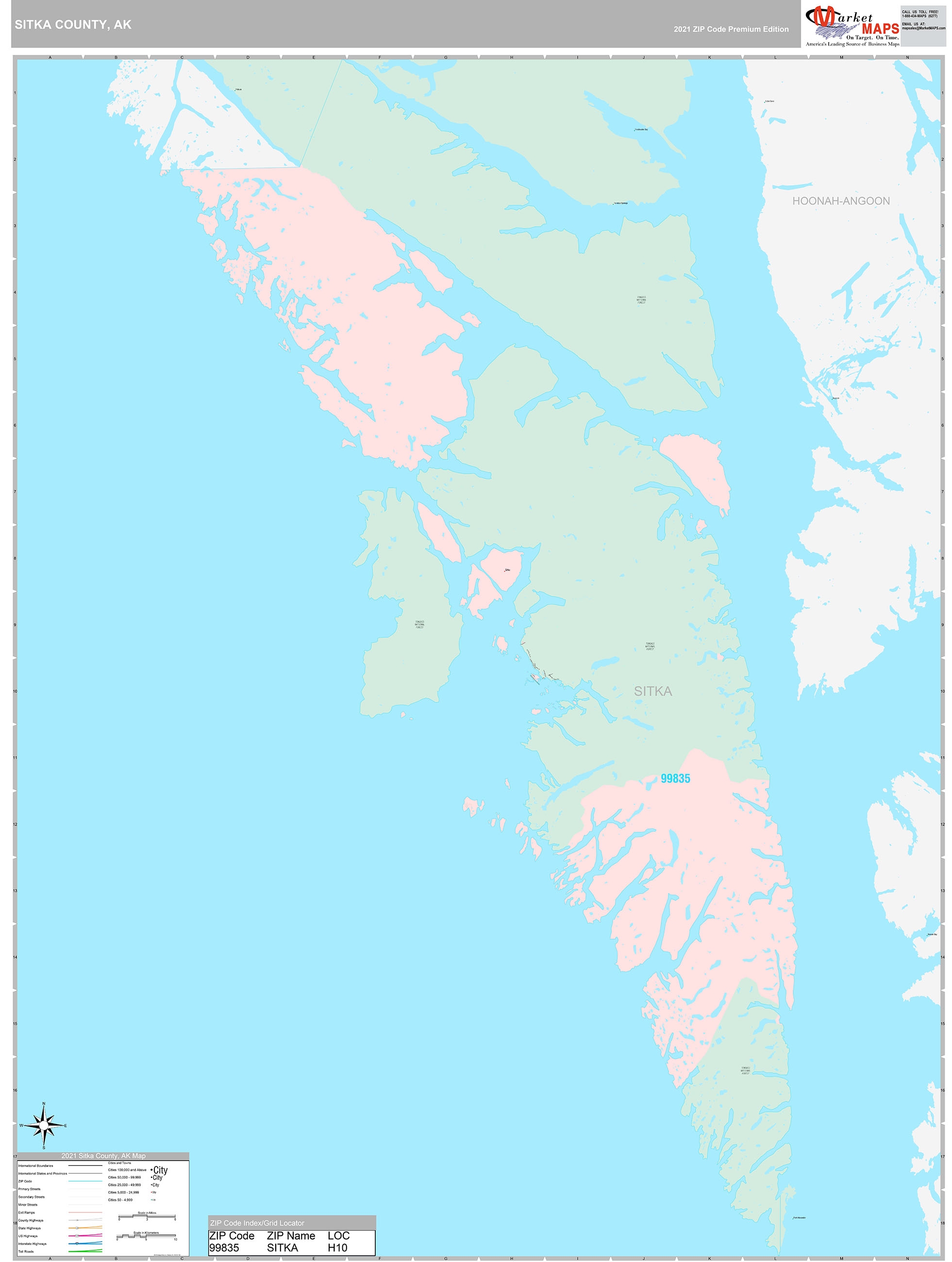 Sitka County, AK Wall Map Premium Style by MarketMAPS