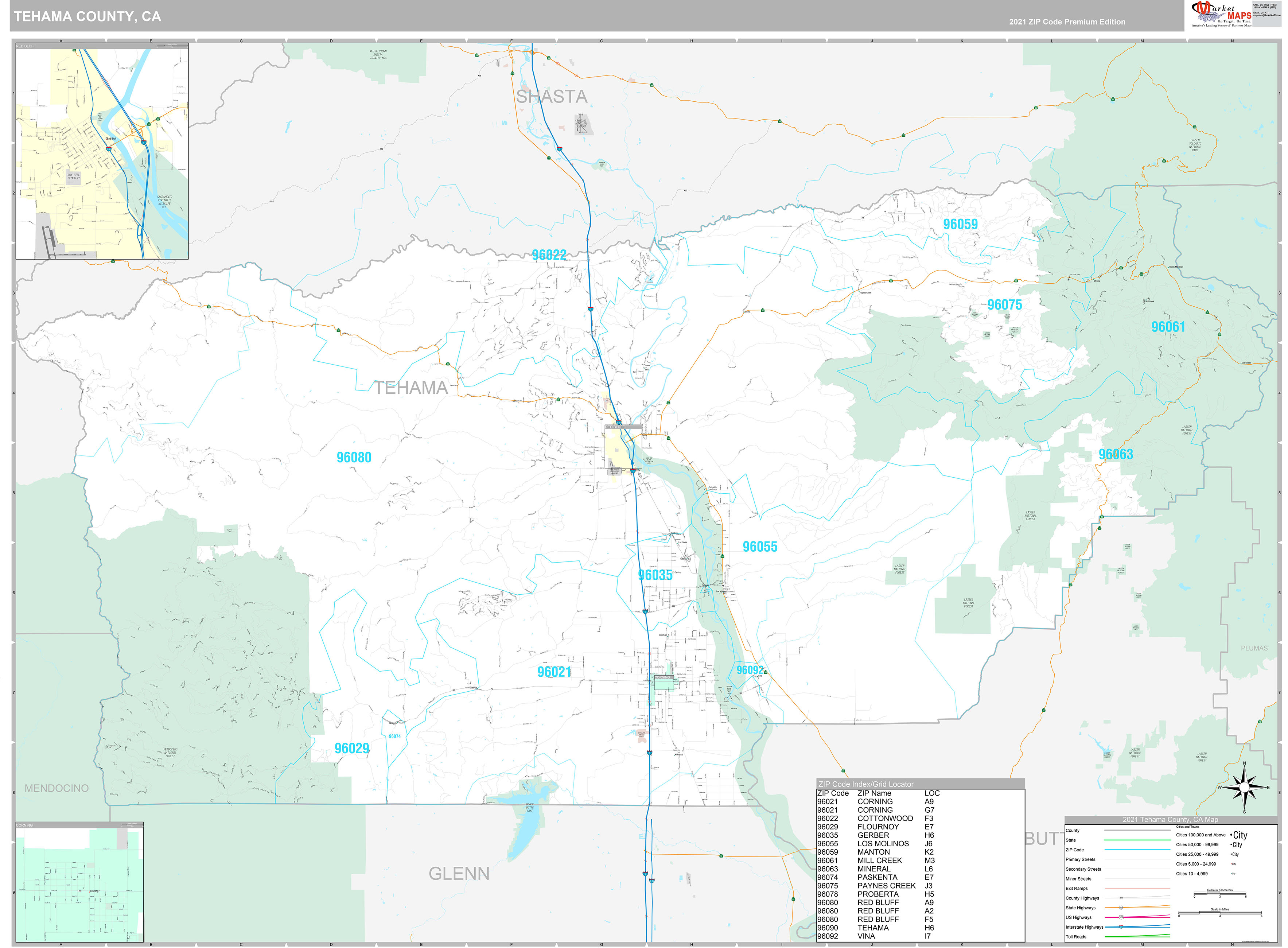 Tehama County, CA Wall Map Premium Style by MarketMAPS - MapSales Tehama County, CA Wall Map Premium Style by MarketMAPS - MapSales