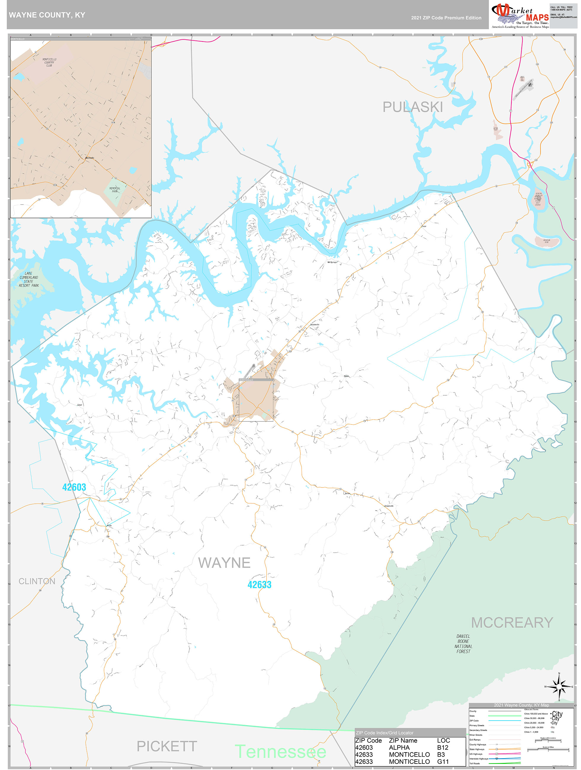Wayne County, KY Wall Map Premium Style by MarketMAPS - MapSales Wayne County, KY Wall Map Premium Style by MarketMAPS - MapSales