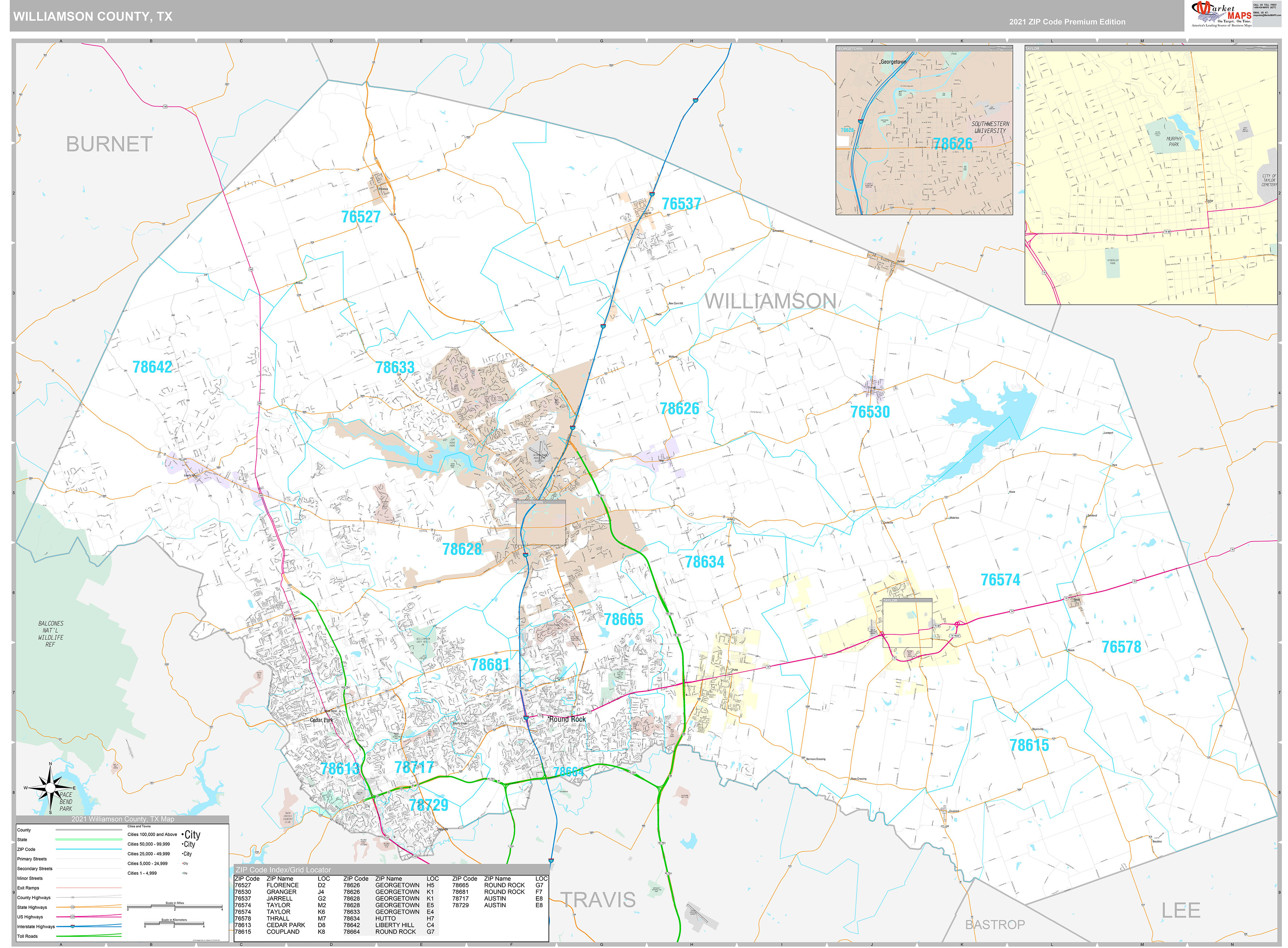 Williamson County, TX Wall Map Premium Style by MarketMAPS - MapSales Williamson County, TX Wall Map Premium Style by MarketMAPS - MapSales