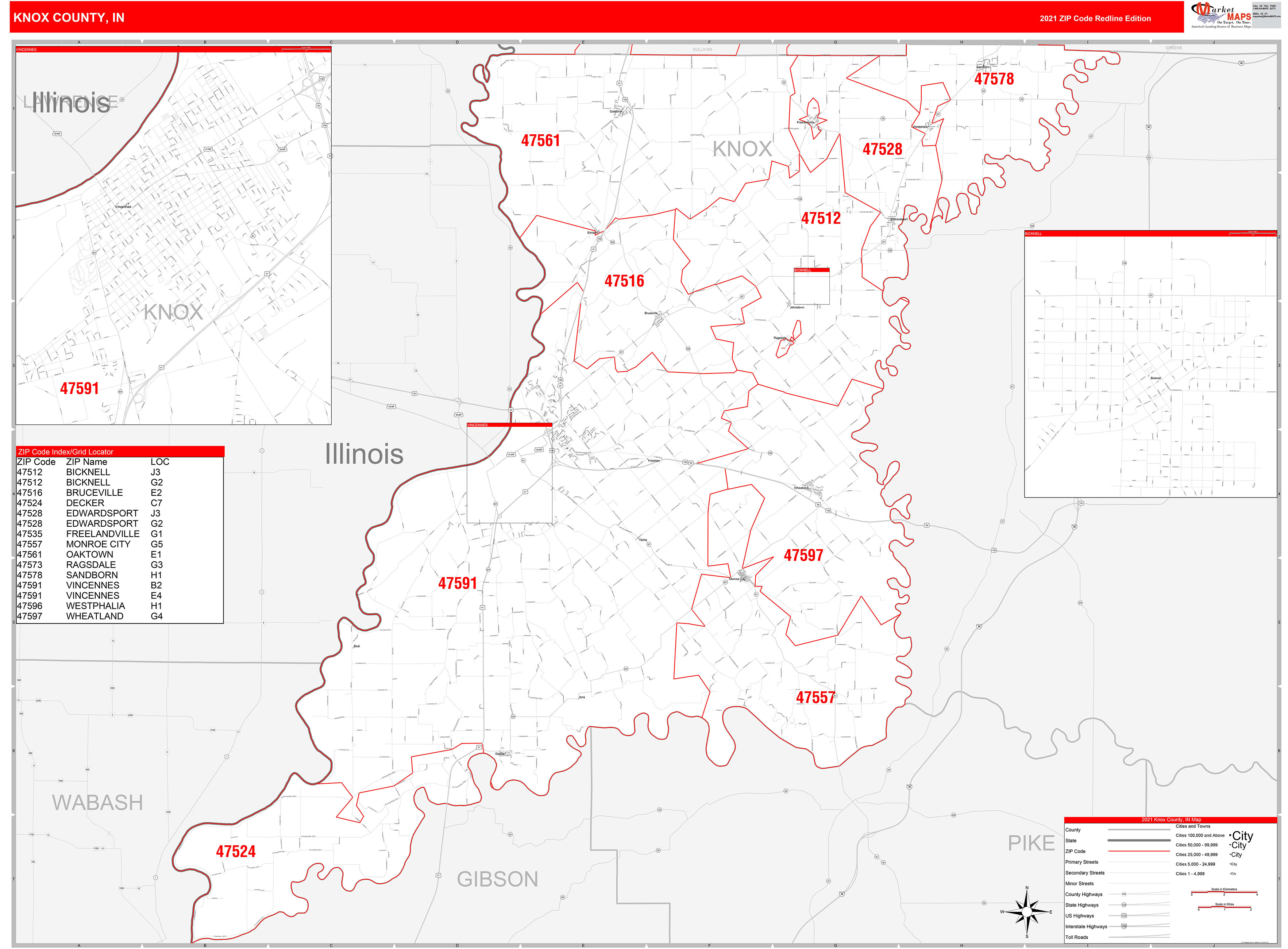 Knox County IN Zip Code Wall Map Red Line Style By MarketMAPS Knox County IN Zip Code Wall Map Red Line Style By MarketMAPS