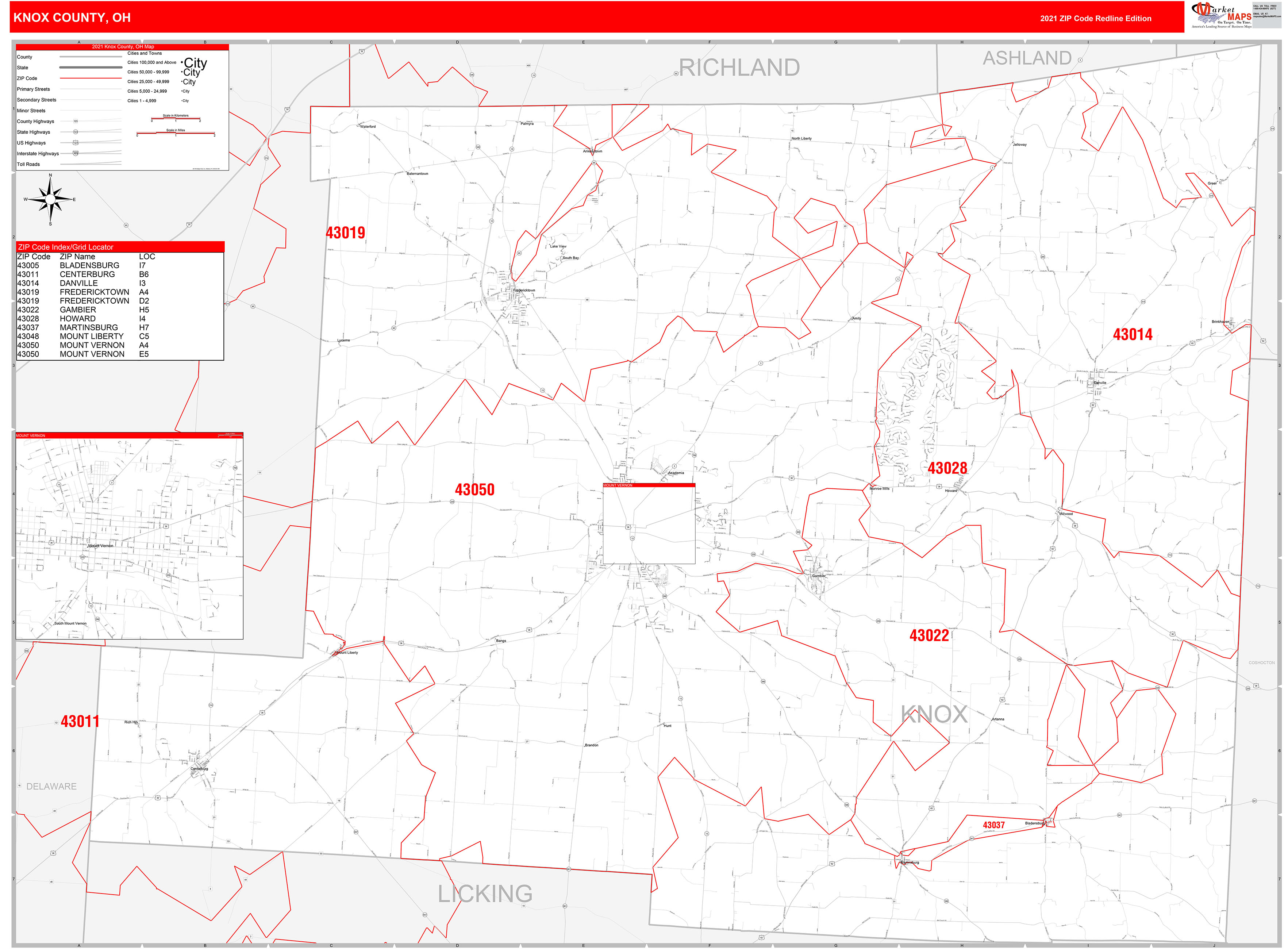 Knox County OH Zip Code Wall Map Red Line Style By MarketMAPS MapSales knox-county-oh-zip-code-wall-map-red-line-style-by-marketmaps-mapsales