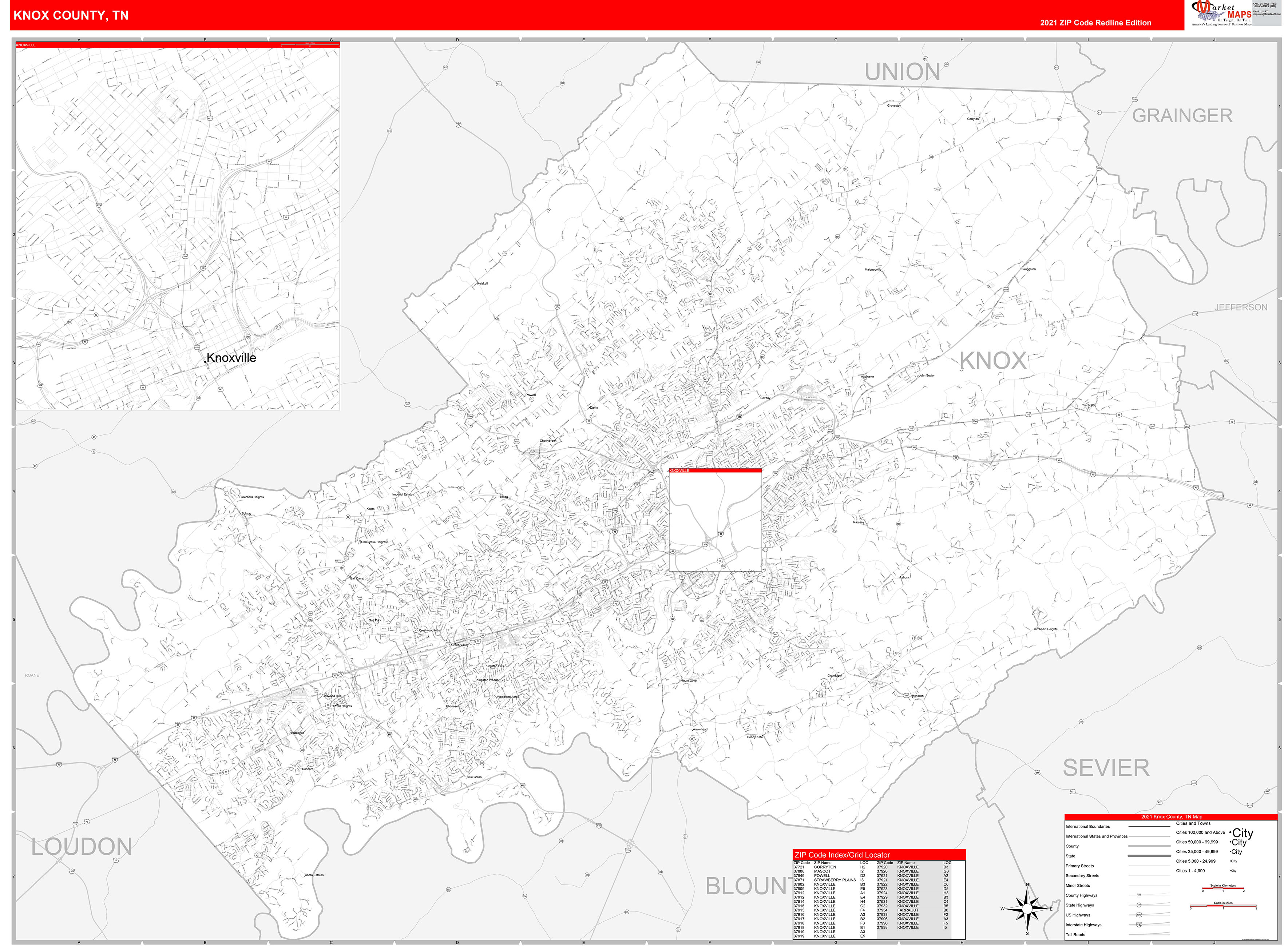 Knox County TN Zip Code Wall Map Red Line Style By MarketMAPS MapSales Knox County TN Zip Code Wall Map Red Line Style By MarketMAPS MapSales