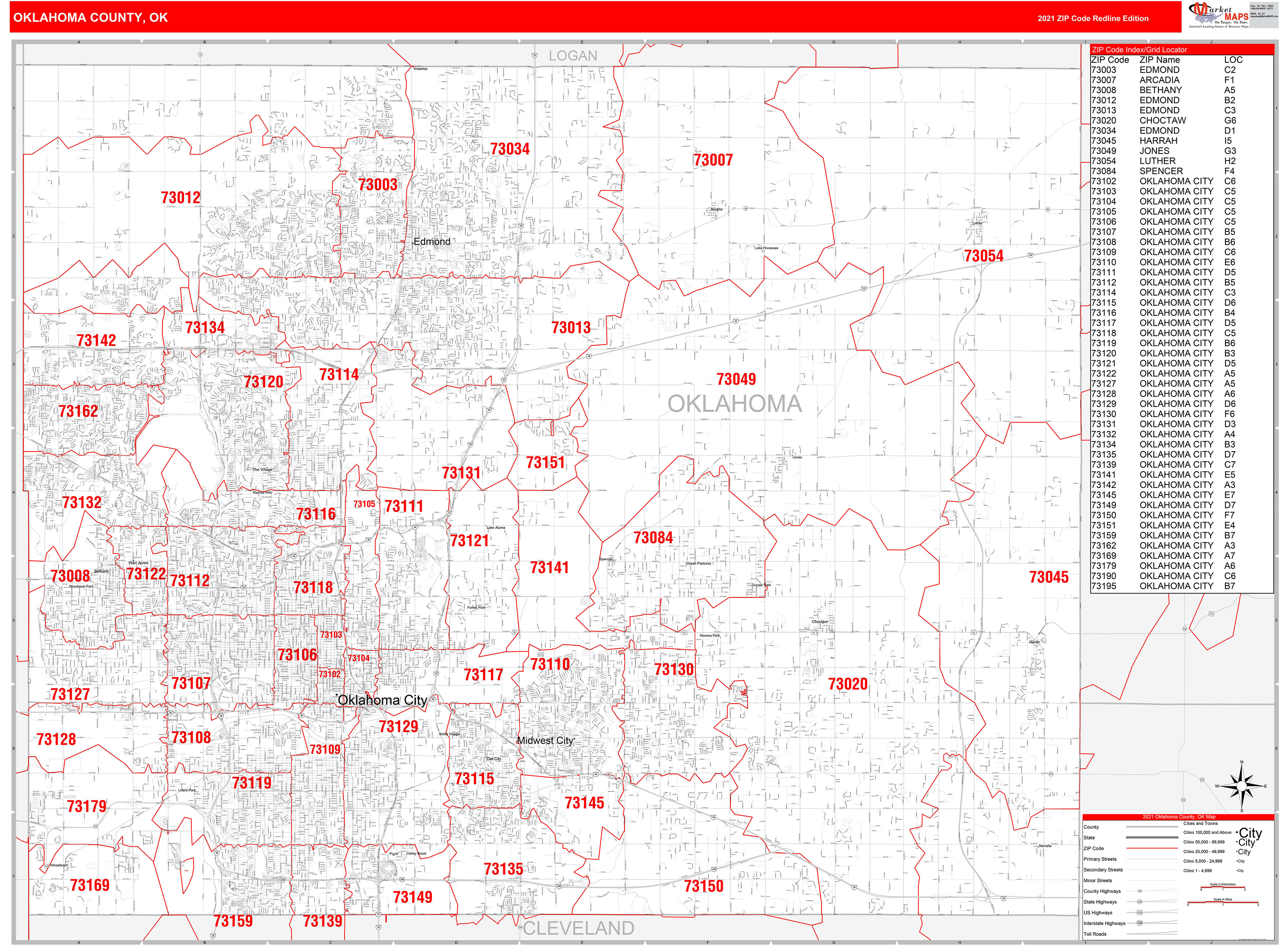 Oklahoma County Ok Zip Code Wall Map Red Line Style By Marketmaps Oklahoma County Ok Zip Code Wall Map Red Line Style By Marketmaps