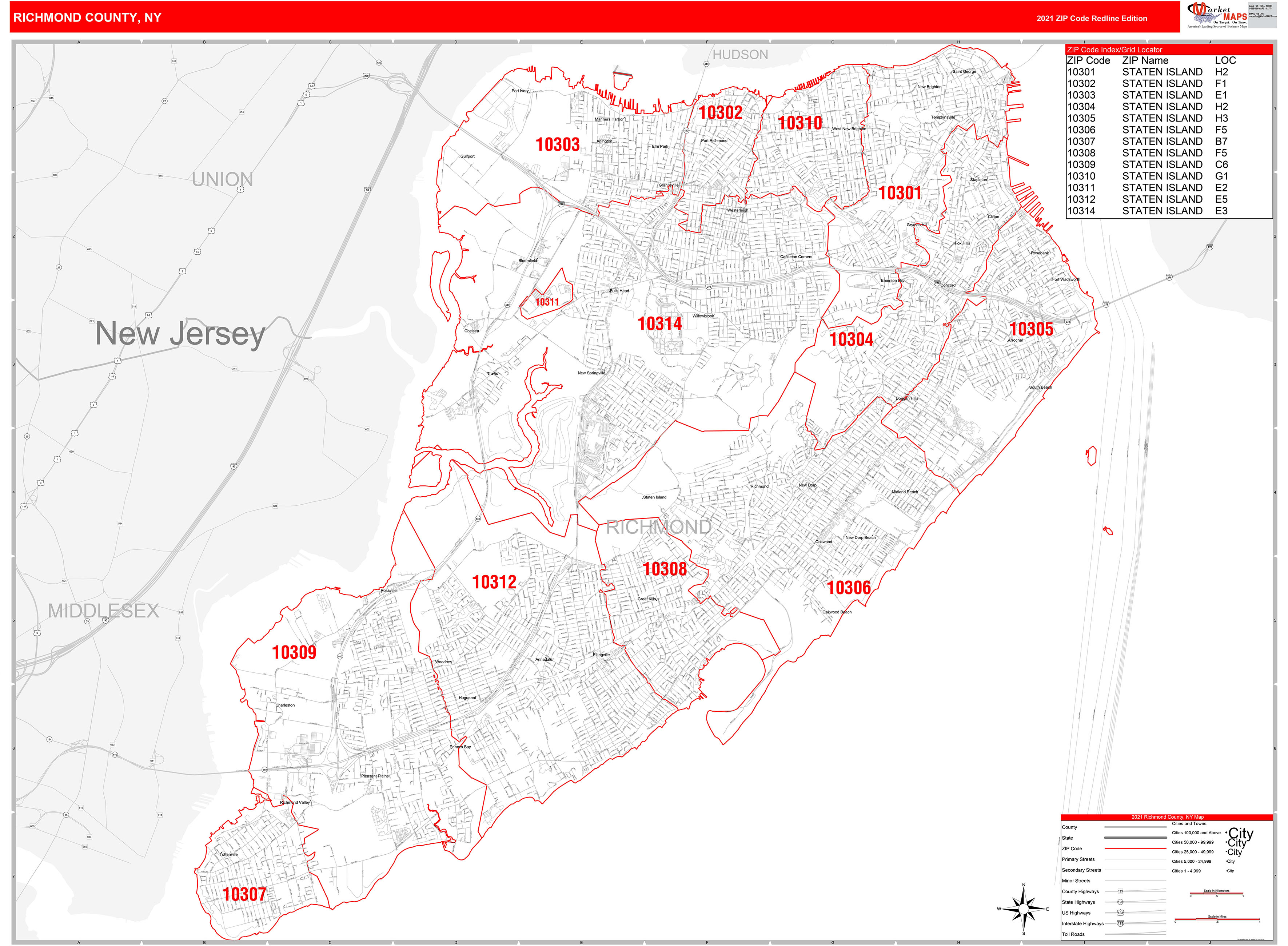 Richmond County NY Zip Code Wall Map Red Line Style By MarketMAPS richmond-county-ny-zip-code-wall-map-red-line-style-by-marketmaps