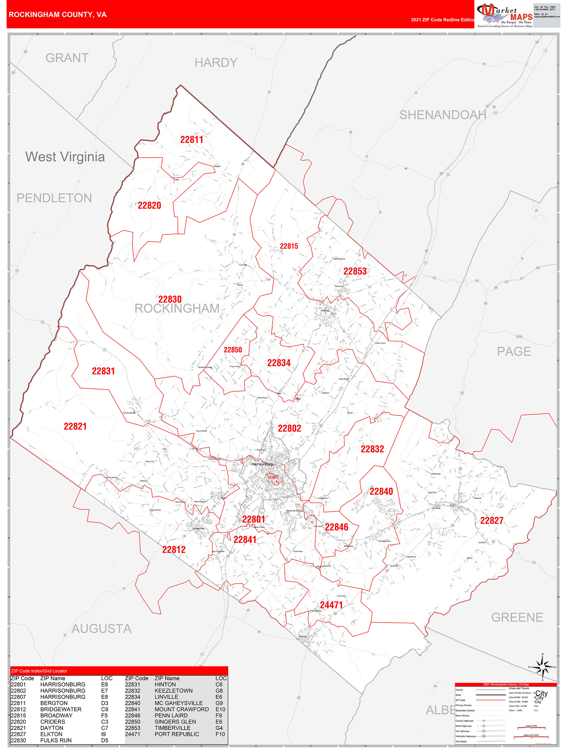 Rockingham County, VA Zip Code Wall Map Red Line Style by MarketMAPS ... Rockingham County, VA Zip Code Wall Map Red Line Style by MarketMAPS ...