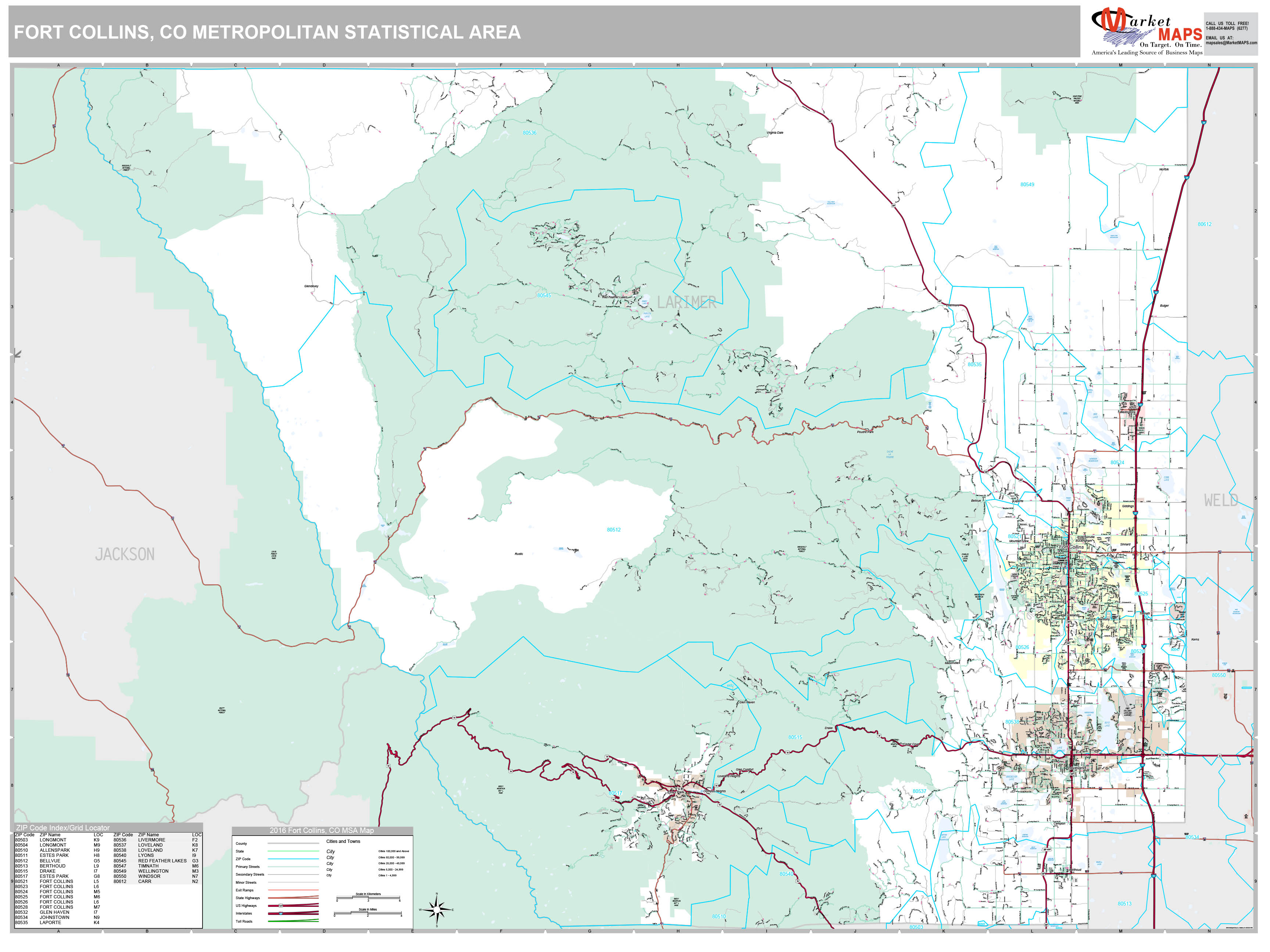 Fort Collins, CO Metro Area Wall Map Premium Style by MarketMAPS