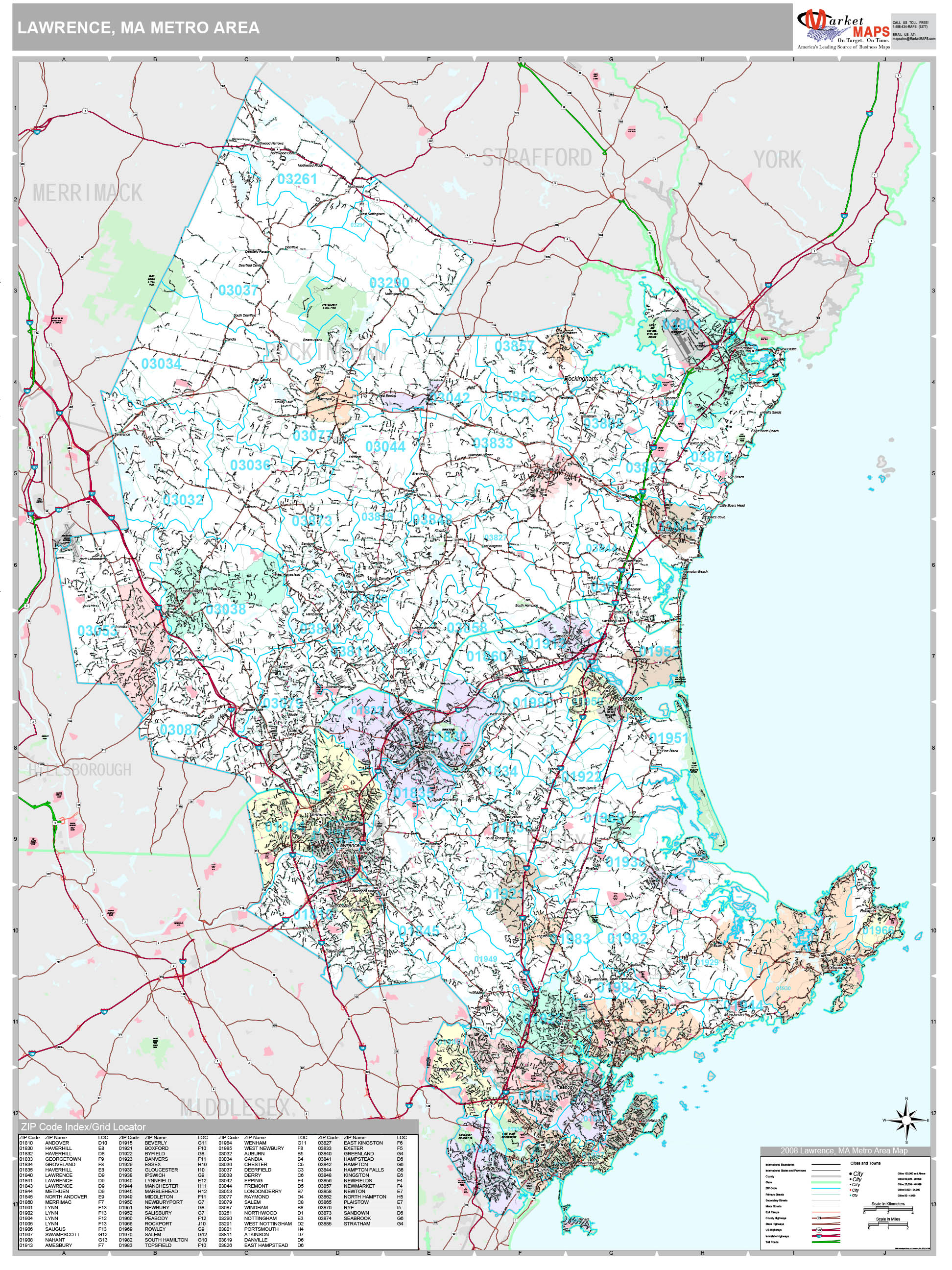 Lawrence Ma Metro Area Wall Map Premium Style By Marketmaps