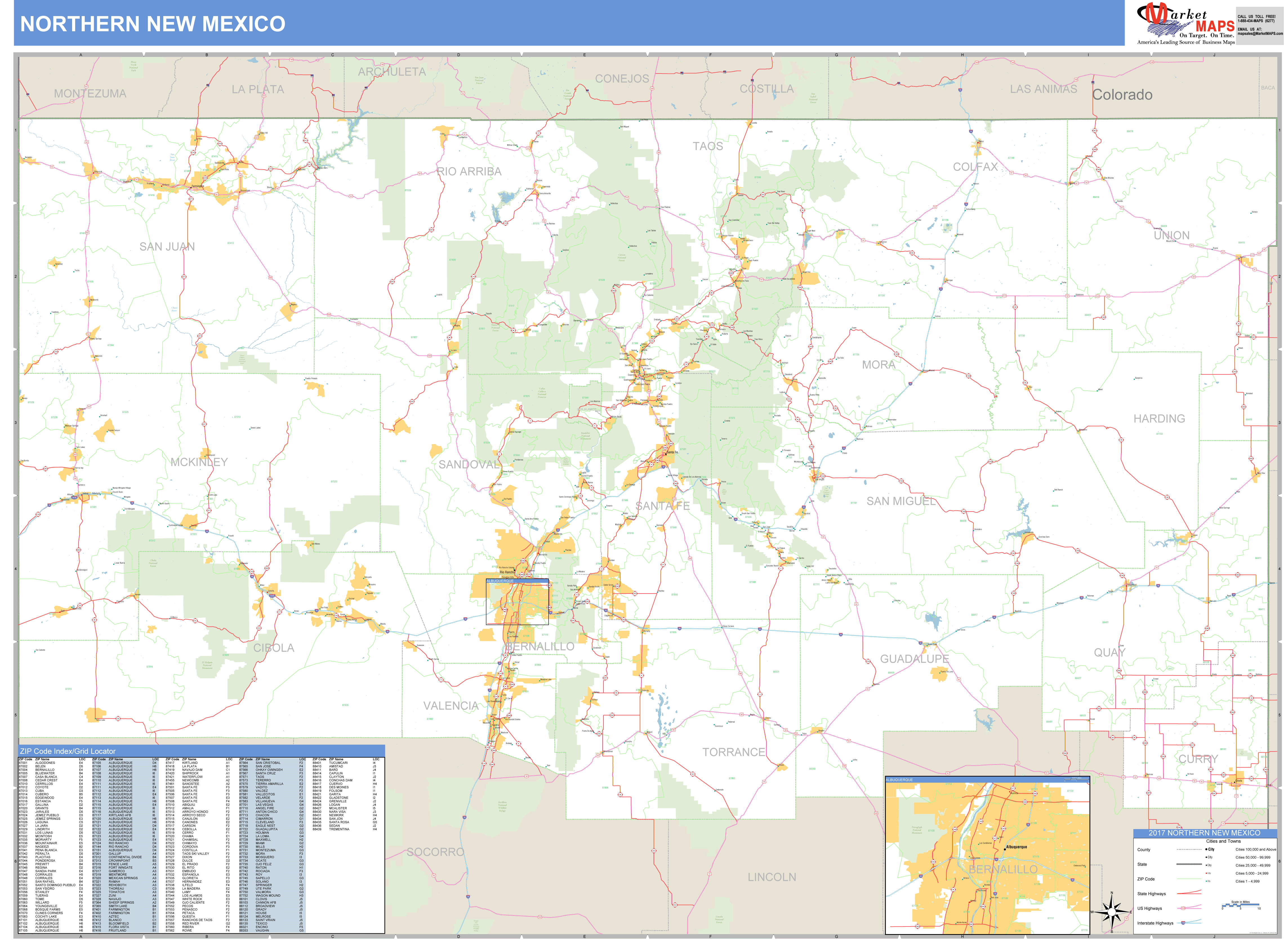 New Mexico Northern Wall Map Basic Style by MarketMAPS - MapSales