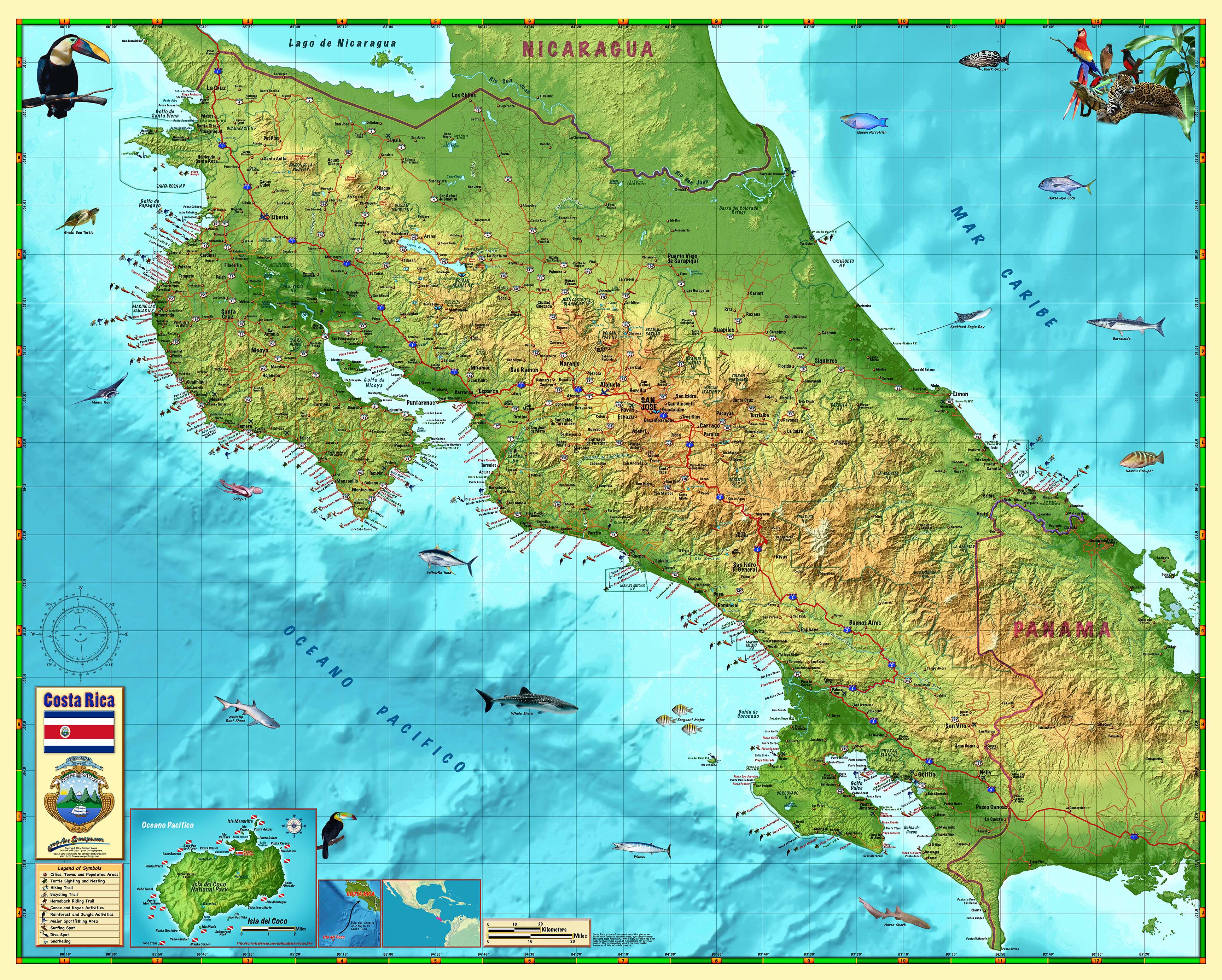 Costa Rica Wall Map by Compart Maps - MapSales