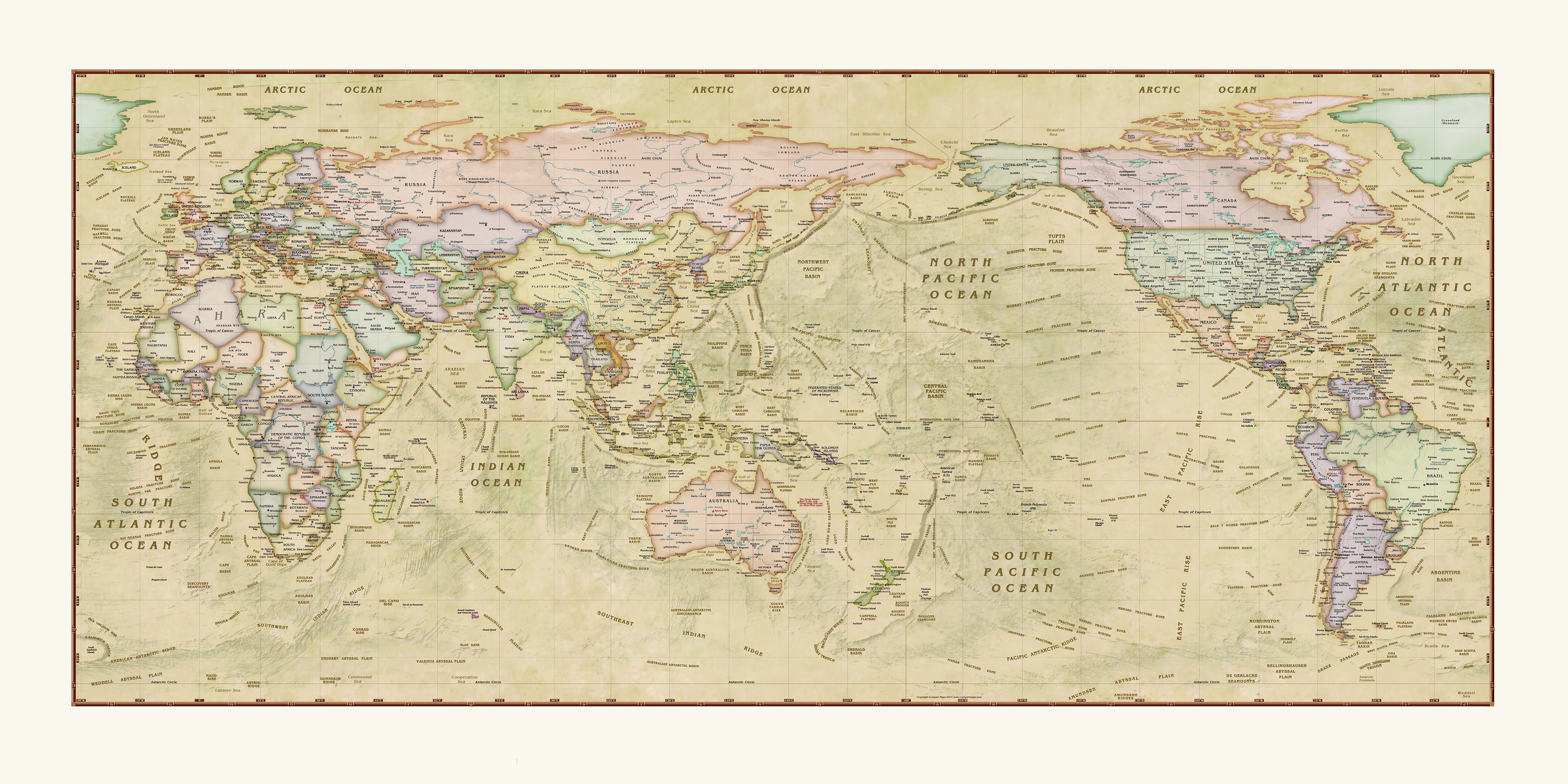 World Antique Wall Map Pacific Centered By Compart The Map Shop Map ... World Antique Wall Map Pacific Centered By Compart The Map Shop Map ...