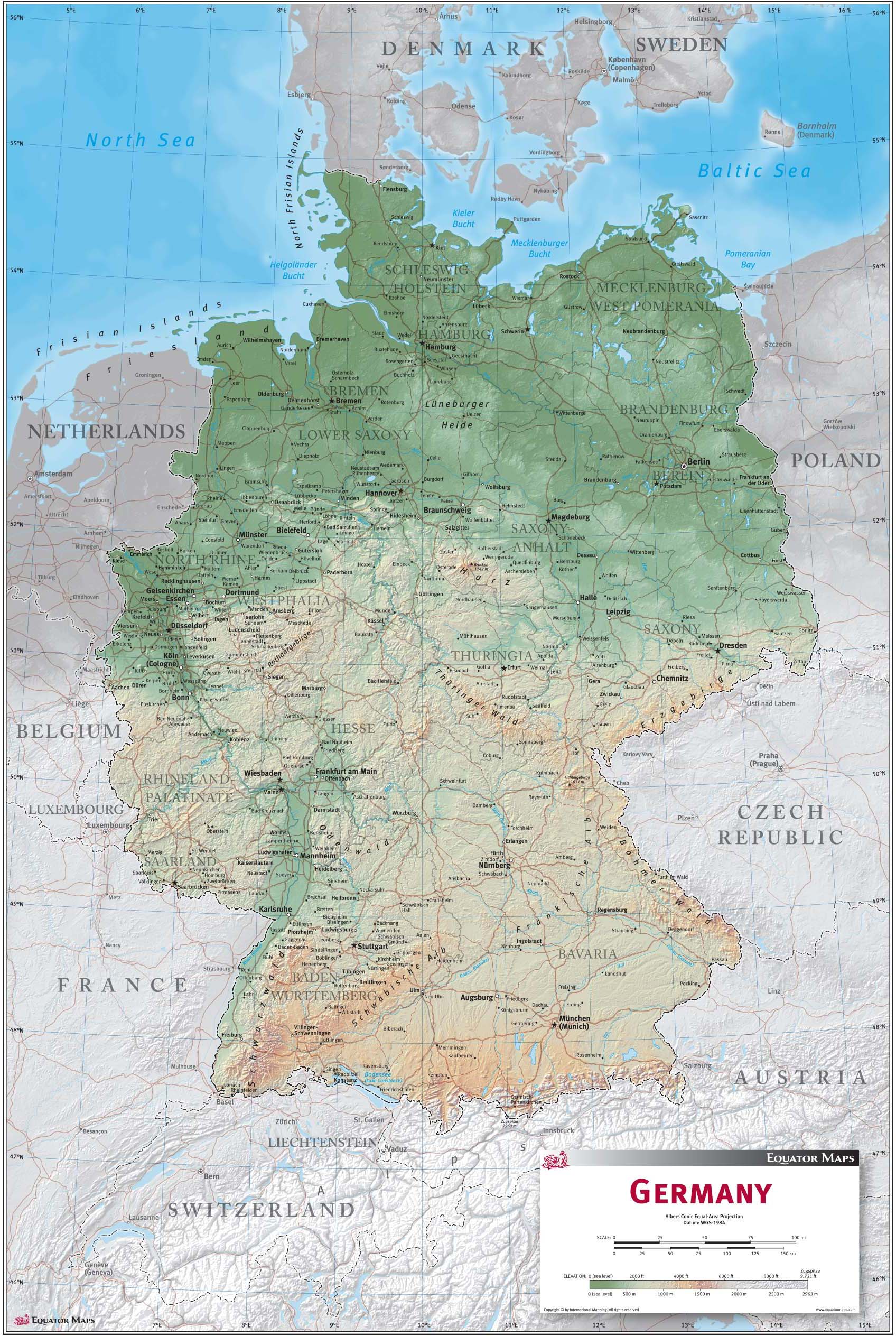 Germany Wall Map by Equator Maps - MapSales