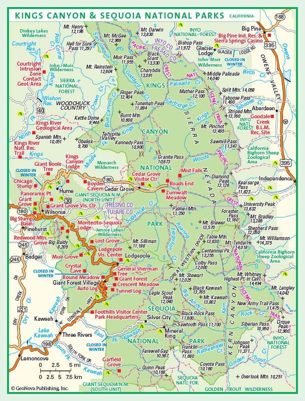 Kings Canyon and Sequoia National Parks Wall Map by GeoNova - MapSales