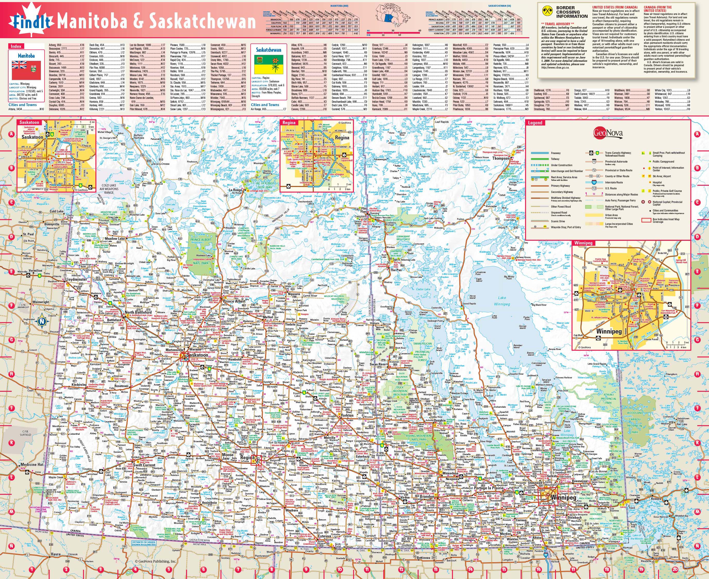 Manitoba and Saskatchewan Wall Map by GeoNova - MapSales