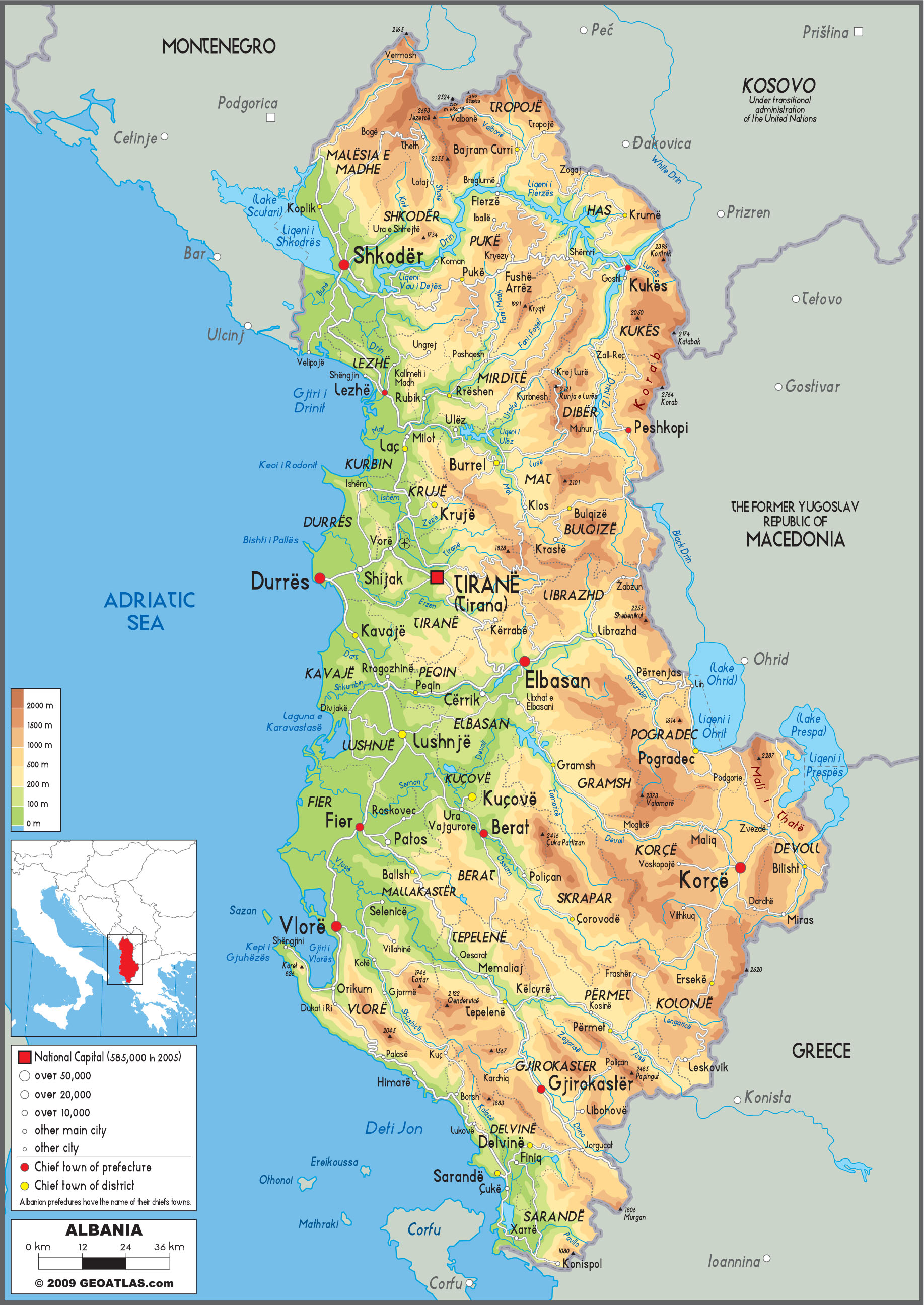 Albania Physical Wall Map by GraphiOgre - MapSales.com